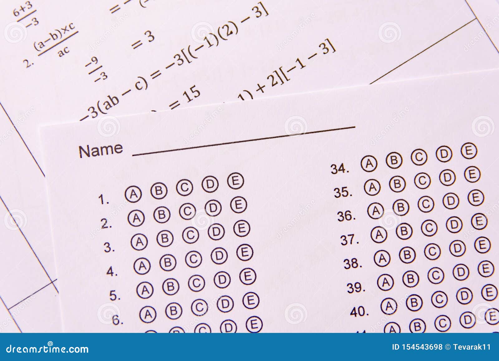 Answer Sheet, Test Score Sheet Stock Photo - Image of option, mistake ...