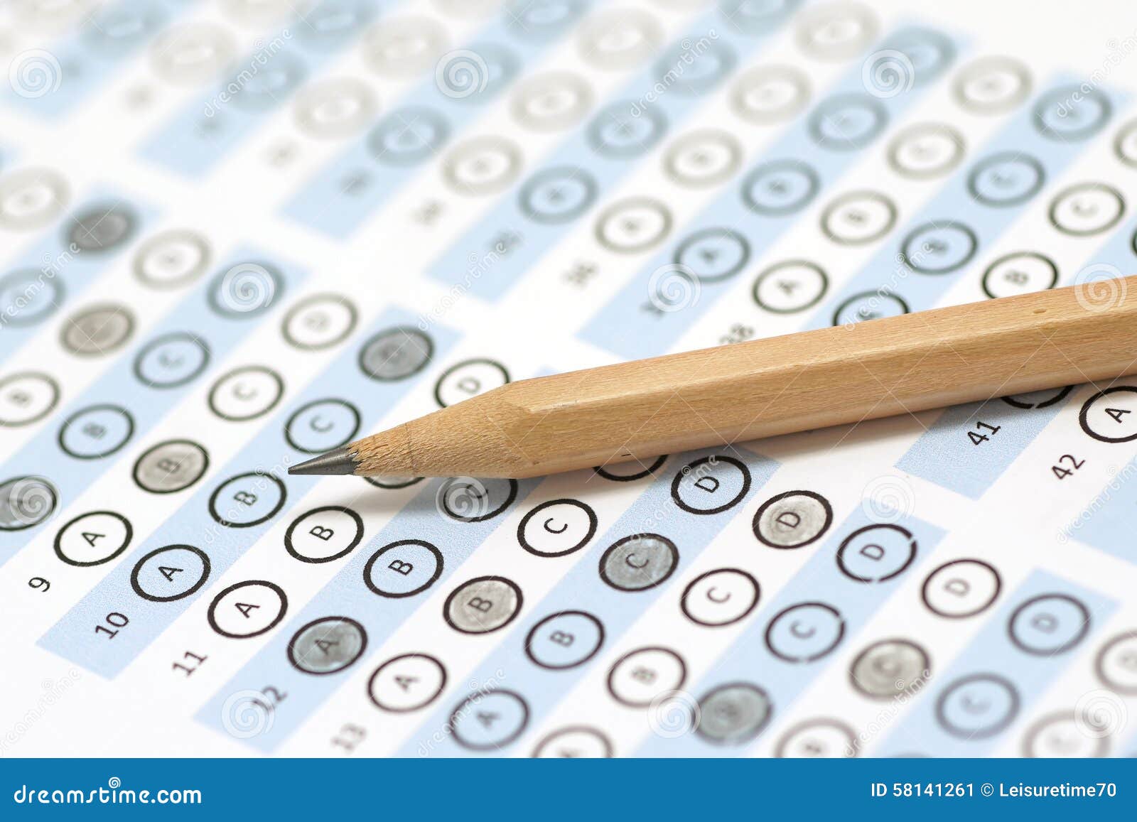 Answer sheet test score stock image. Image of rubber - 58141261