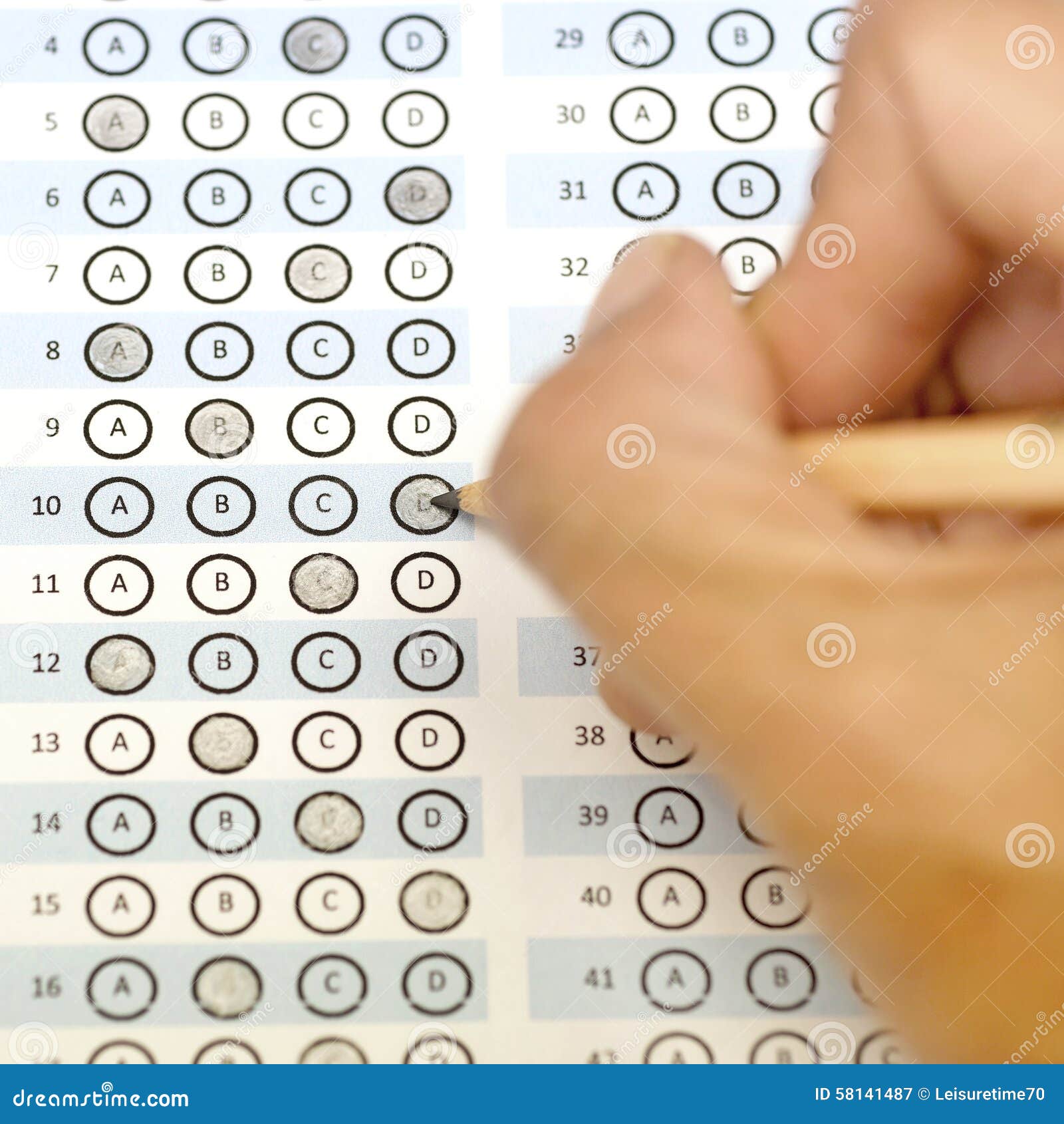 Answer Sheet Test Score with Pencil Stock Image - Image of grade ...