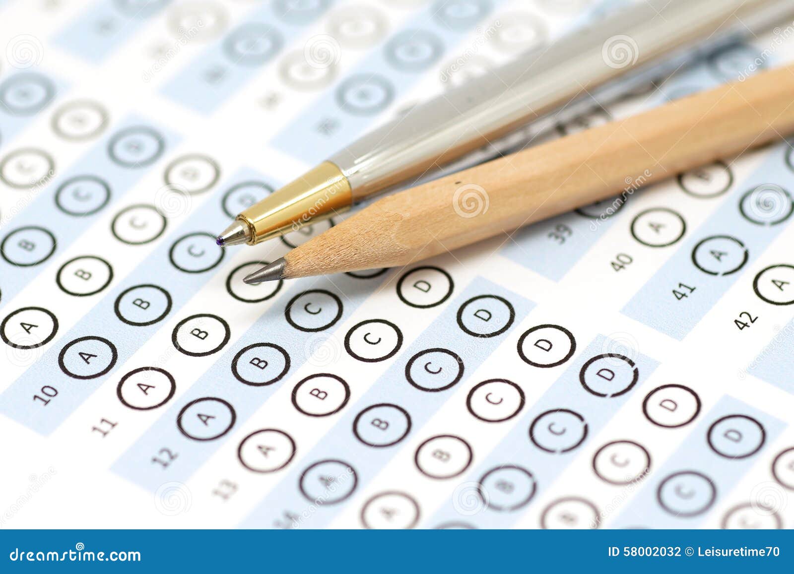 Answer Sheet Test Score with Pencil Stock Photo - Image of class, score ...