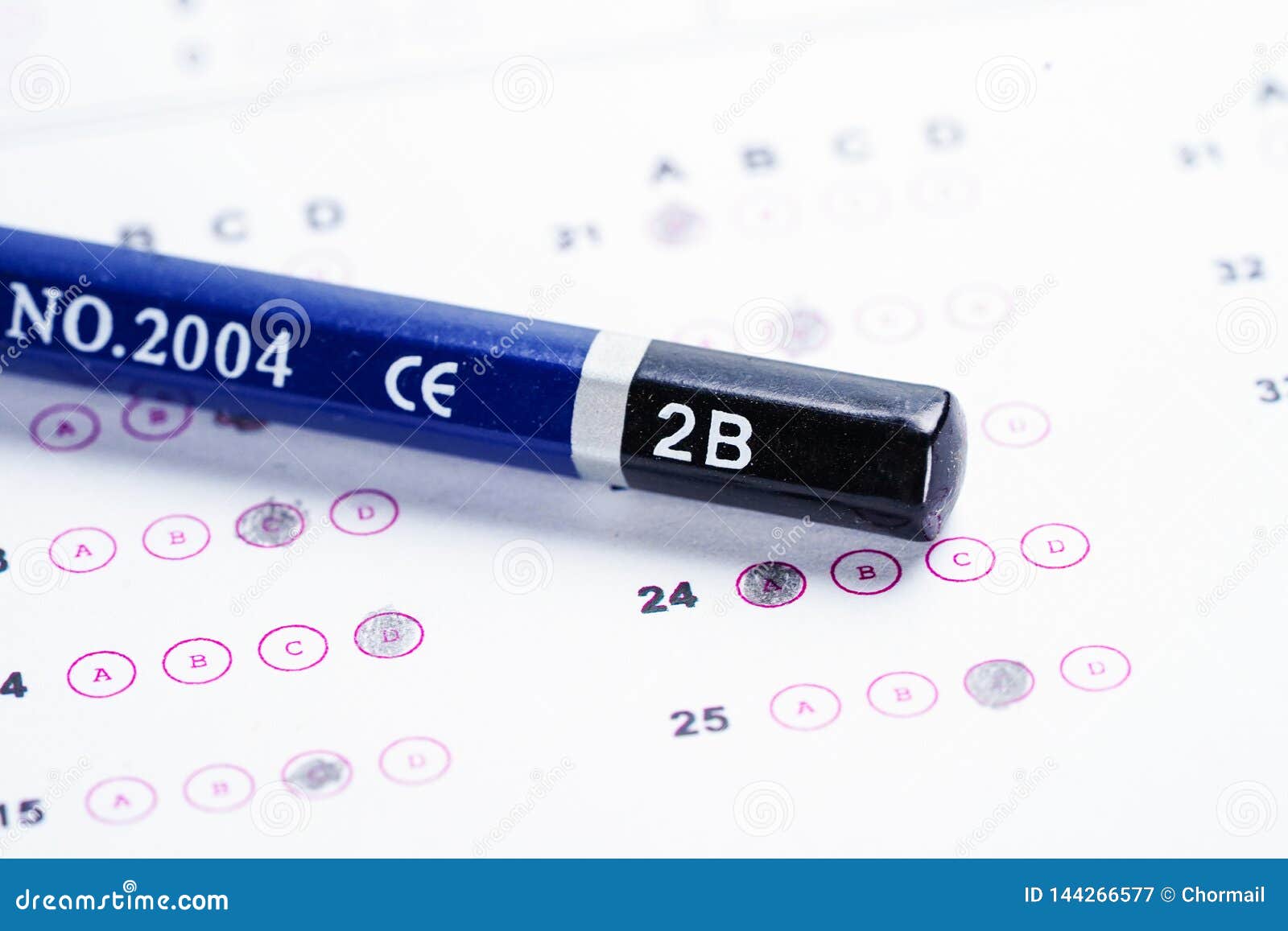 Answer Sheets with 2B Pencil Drawing Fill To Select Choice Stock Image ...