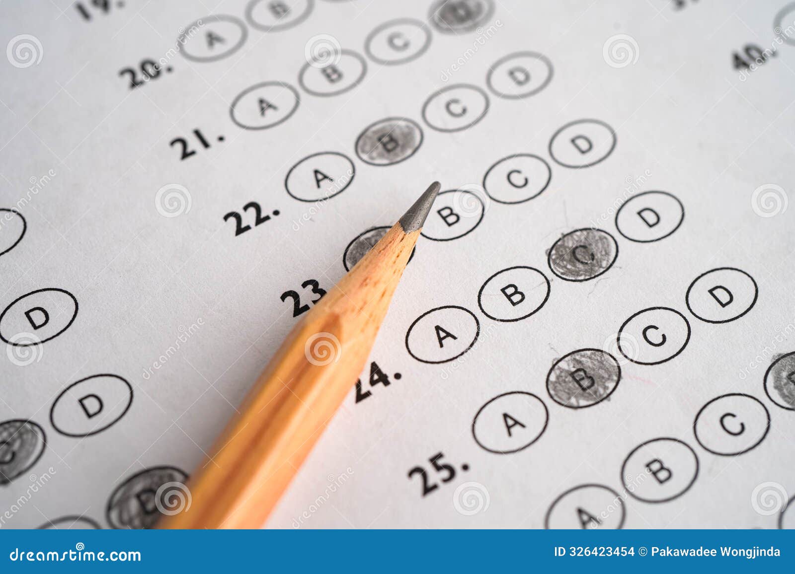 Answer Sheets with Pencil Drawing Fill To Select Choice Education Stock ...