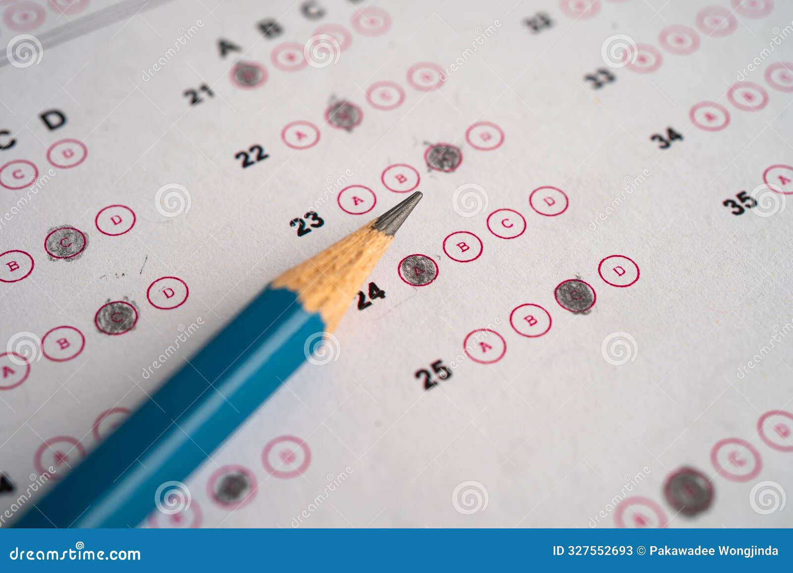 Answer Sheets With Pencil Drawing Fill In Choice. Stock Image ...