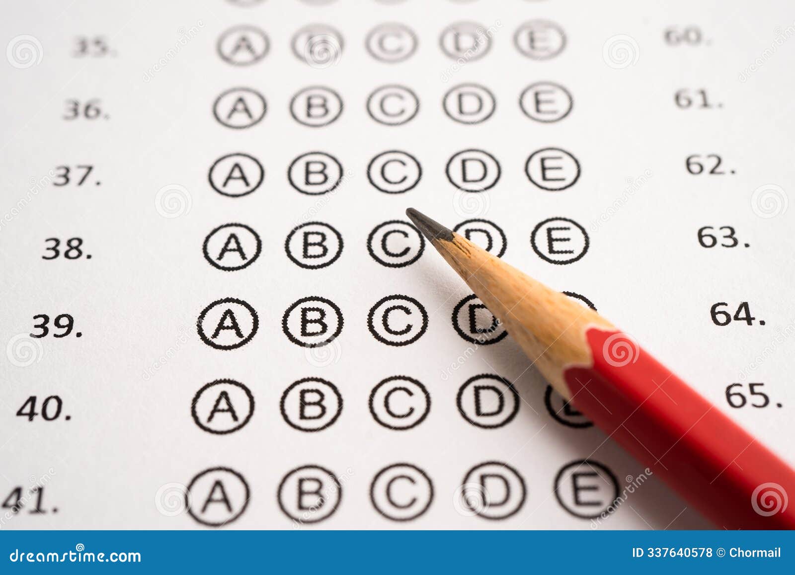 Answer Sheets With Pencil Drawing Fill To Select Choice Education Stock ...