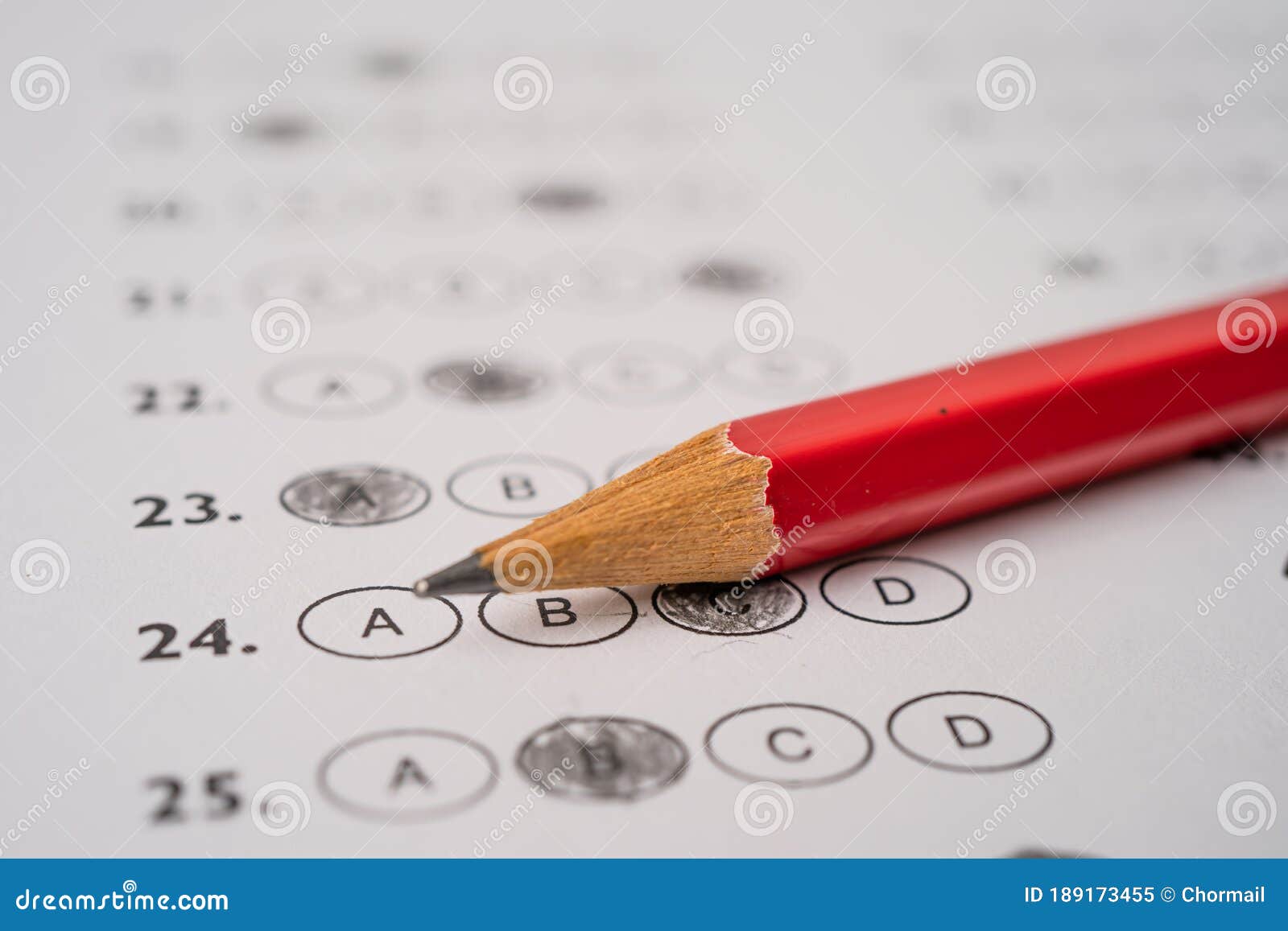Answer Sheets With Pencil Drawing Fill In Choice. Stock Image ...
