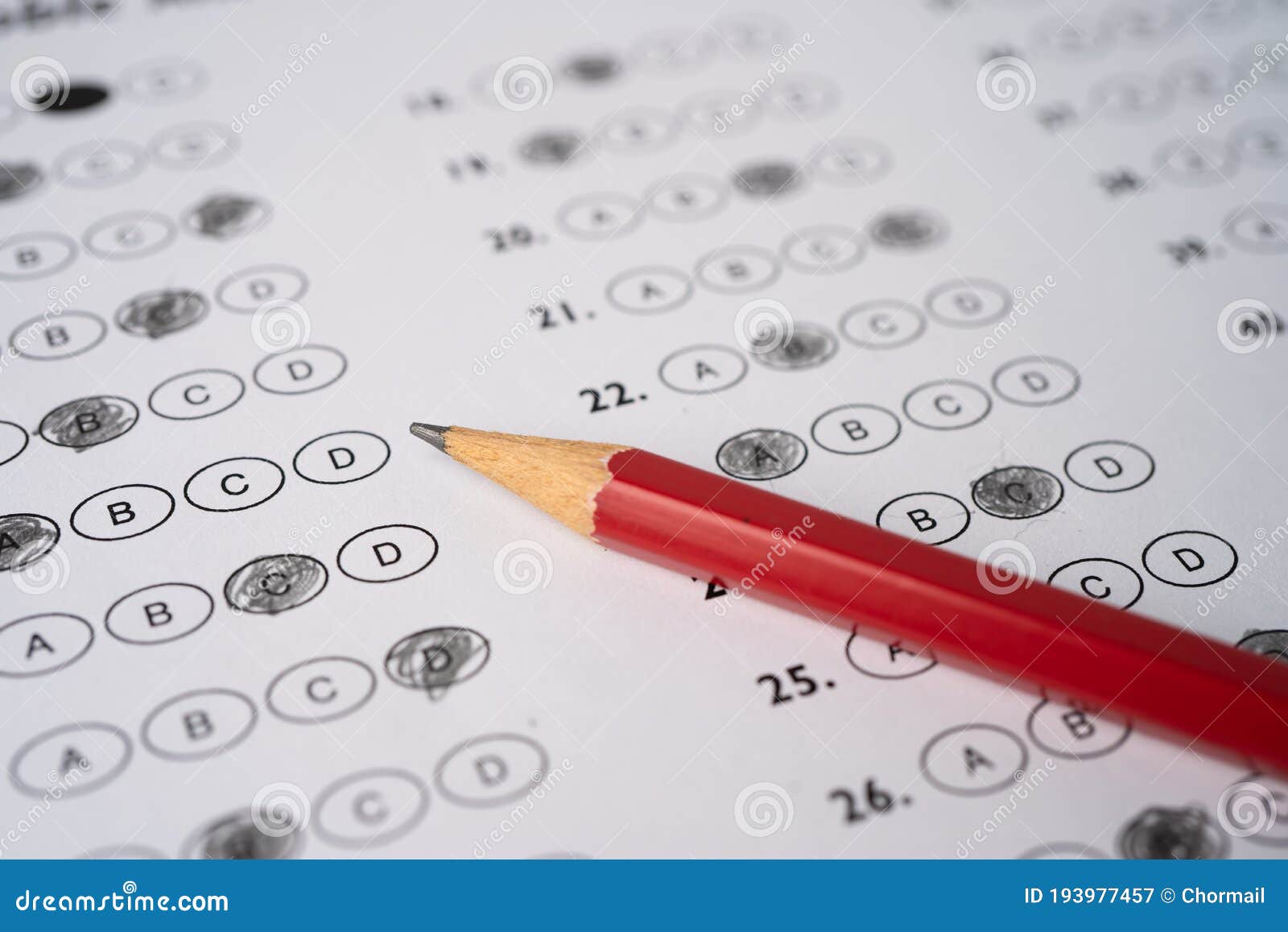 Answer Sheets with Pencil Drawing Fill To Select Choice, Education ...