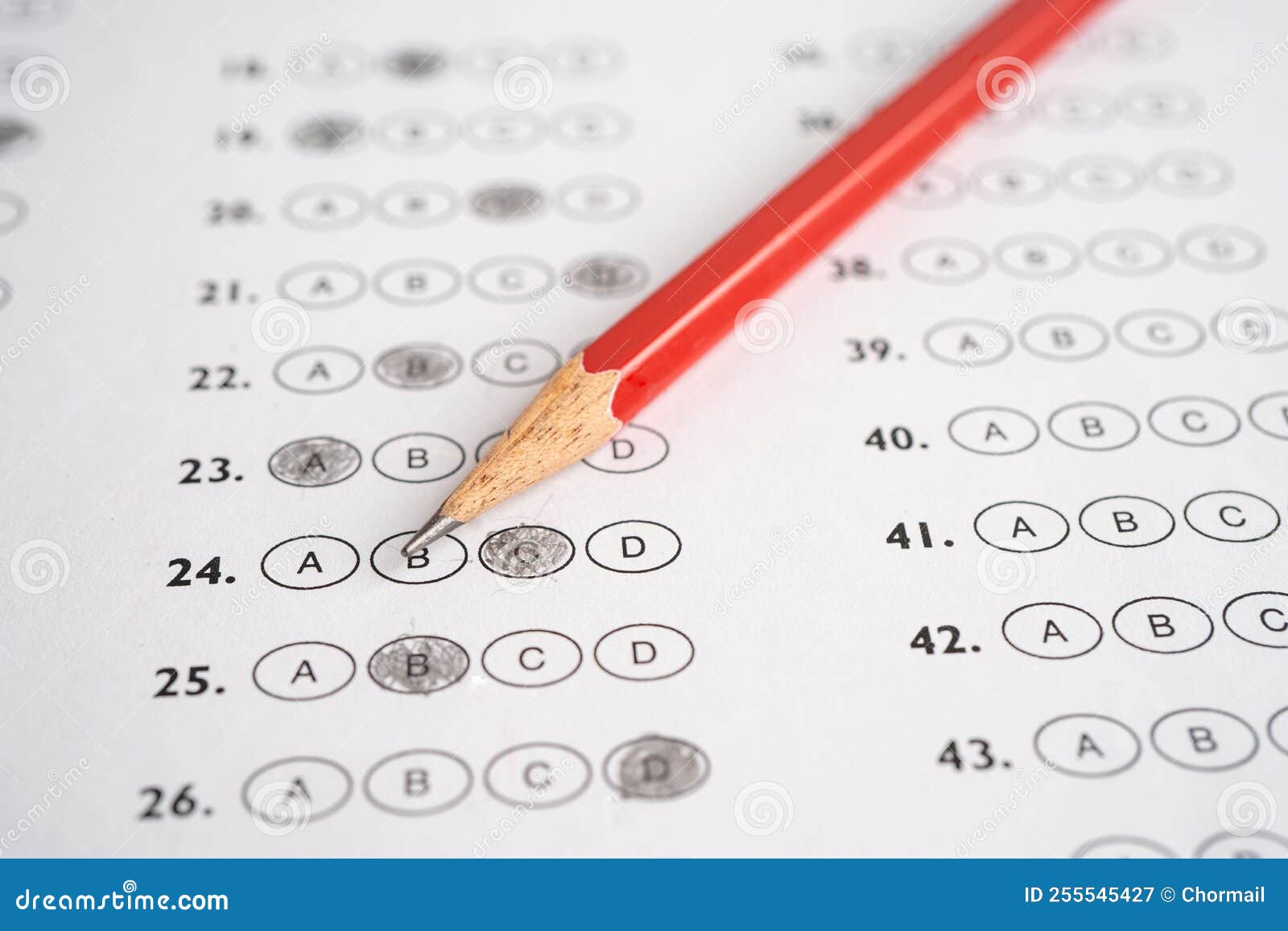 Answer Sheets with Pencil Drawing Fill To Select Choice, Education ...