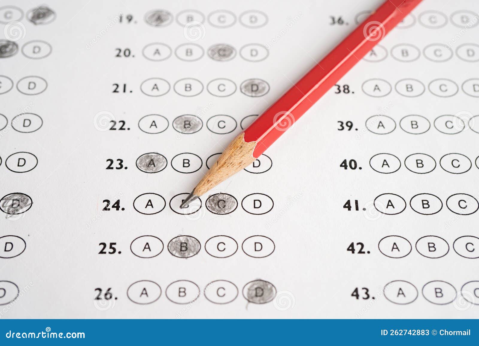 Answer Sheets with Pencil Drawing Fill To Select Choice, Education ...