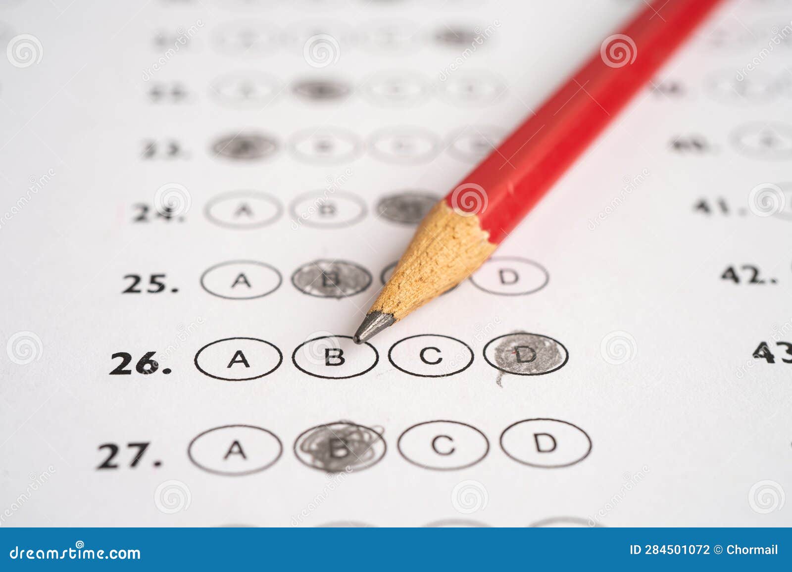 Answer Sheets With Pencil Drawing Fill To Select Choice, Education ...