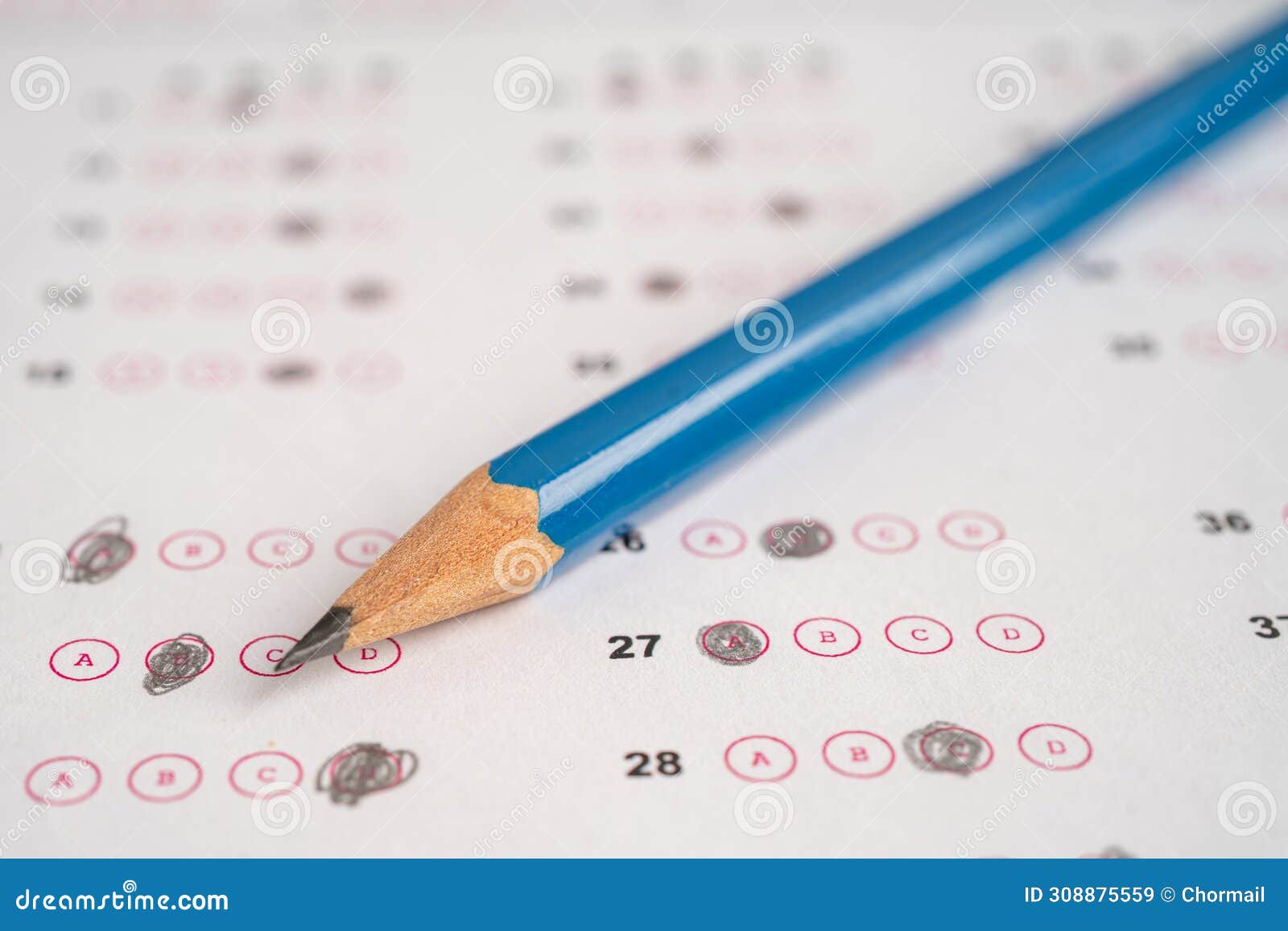 Answer Sheets with Pencil Drawing Fill To Select Choice, Education ...