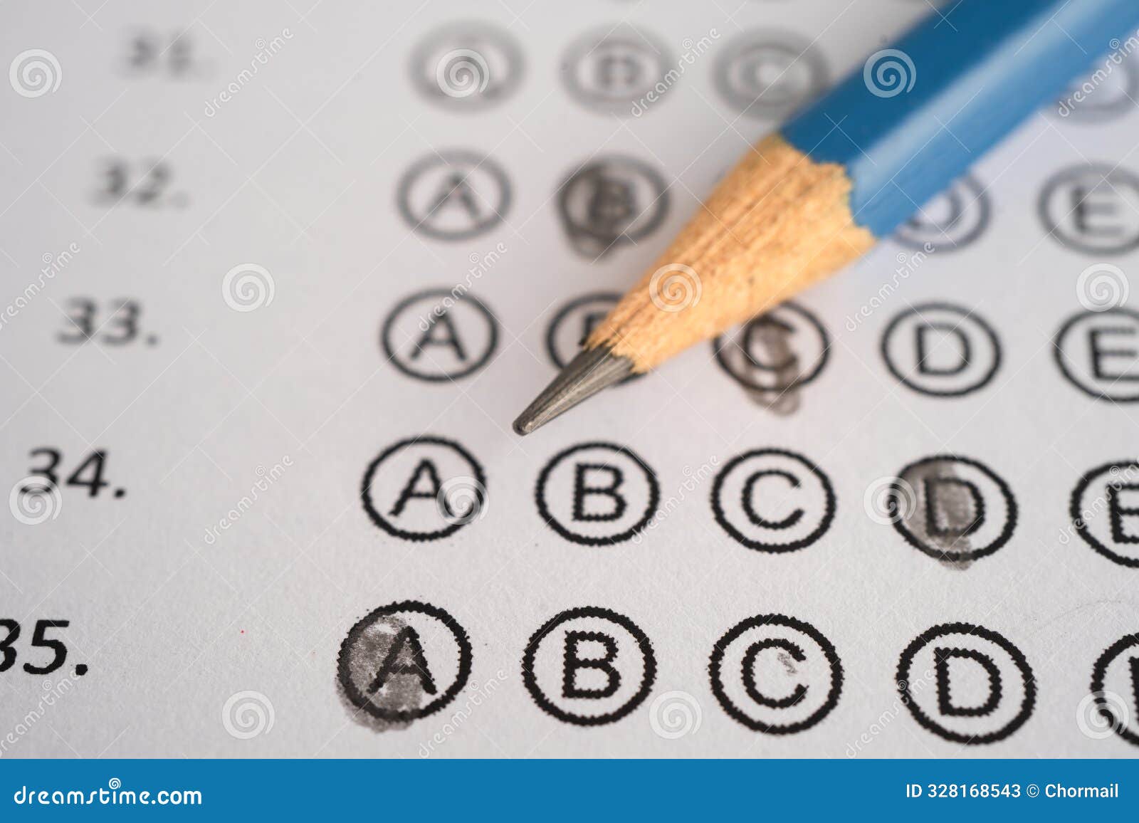 Answer Sheets with Pencil Drawing Fill To Select Choice, Education ...