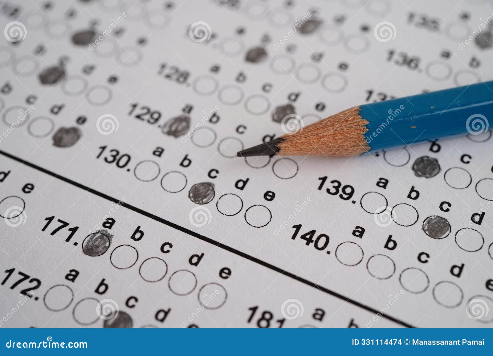 Answer Sheets with Pencil Drawing Fill To Select Choice, Education ...