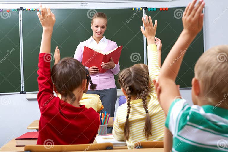 Answering stock photo. Image of classroom, clever, pupil - 15632944