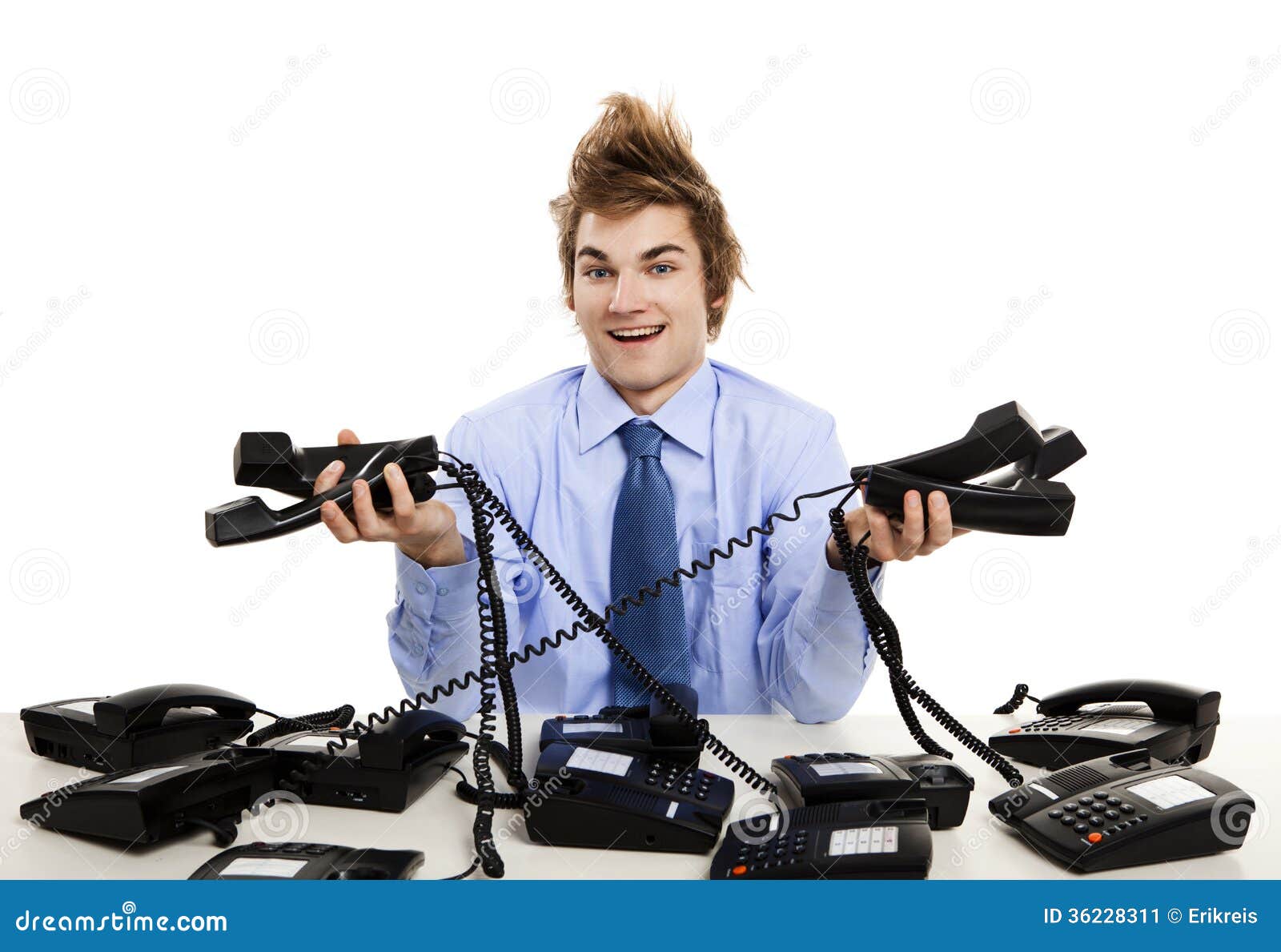 Answering Multiple Calls at the Same Time Stock Image - Image of ...