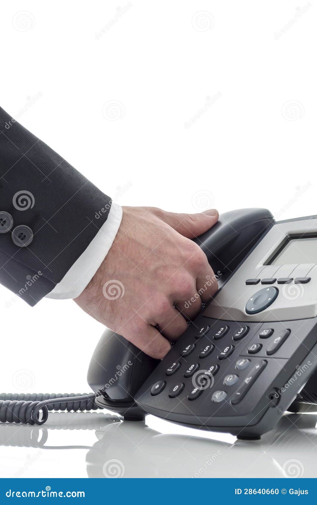 Answering phone stock photo. Image of hand, cord, male - 28640660