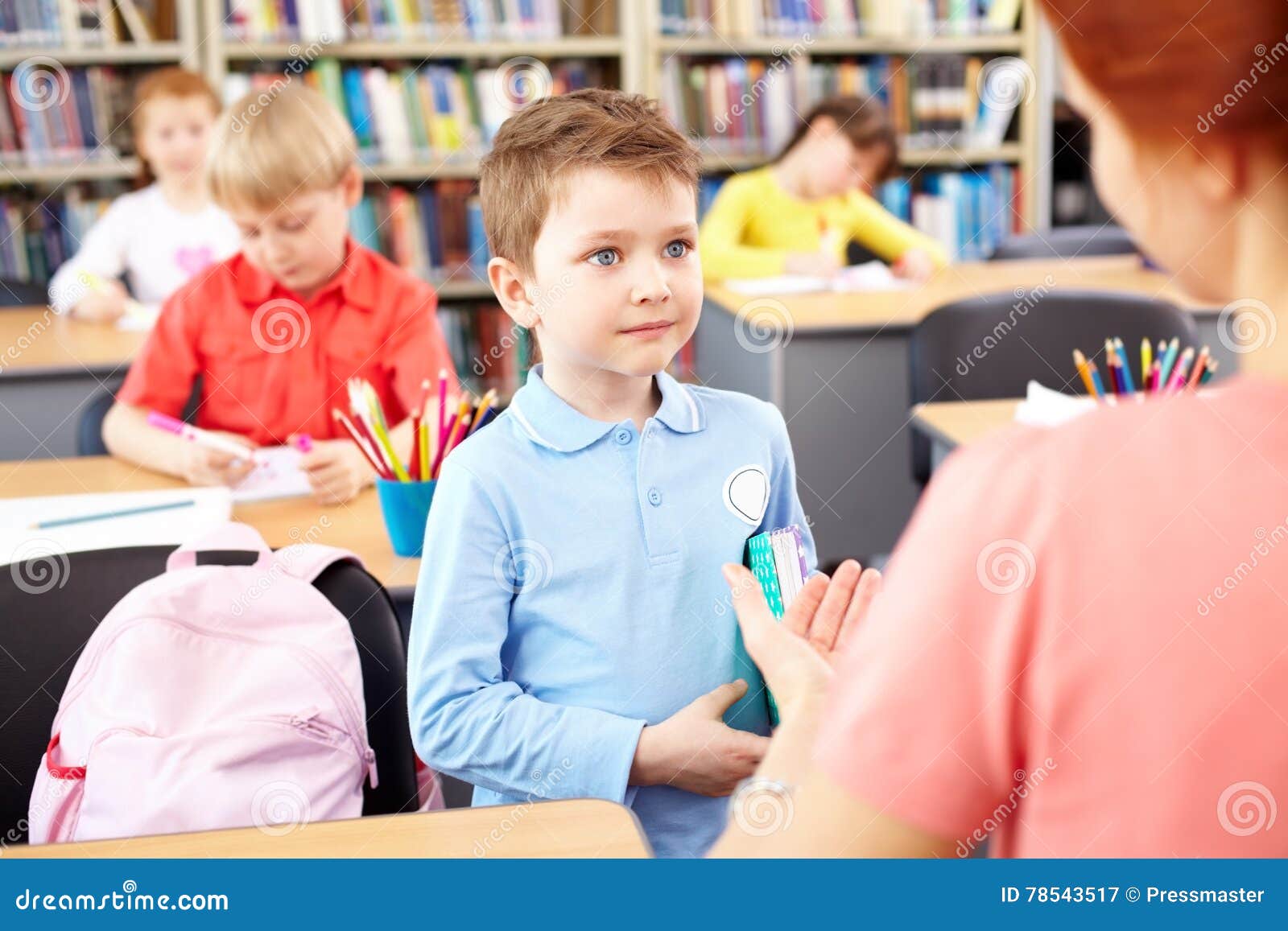 Answering student stock image. Image of lesson, teaching - 78543517