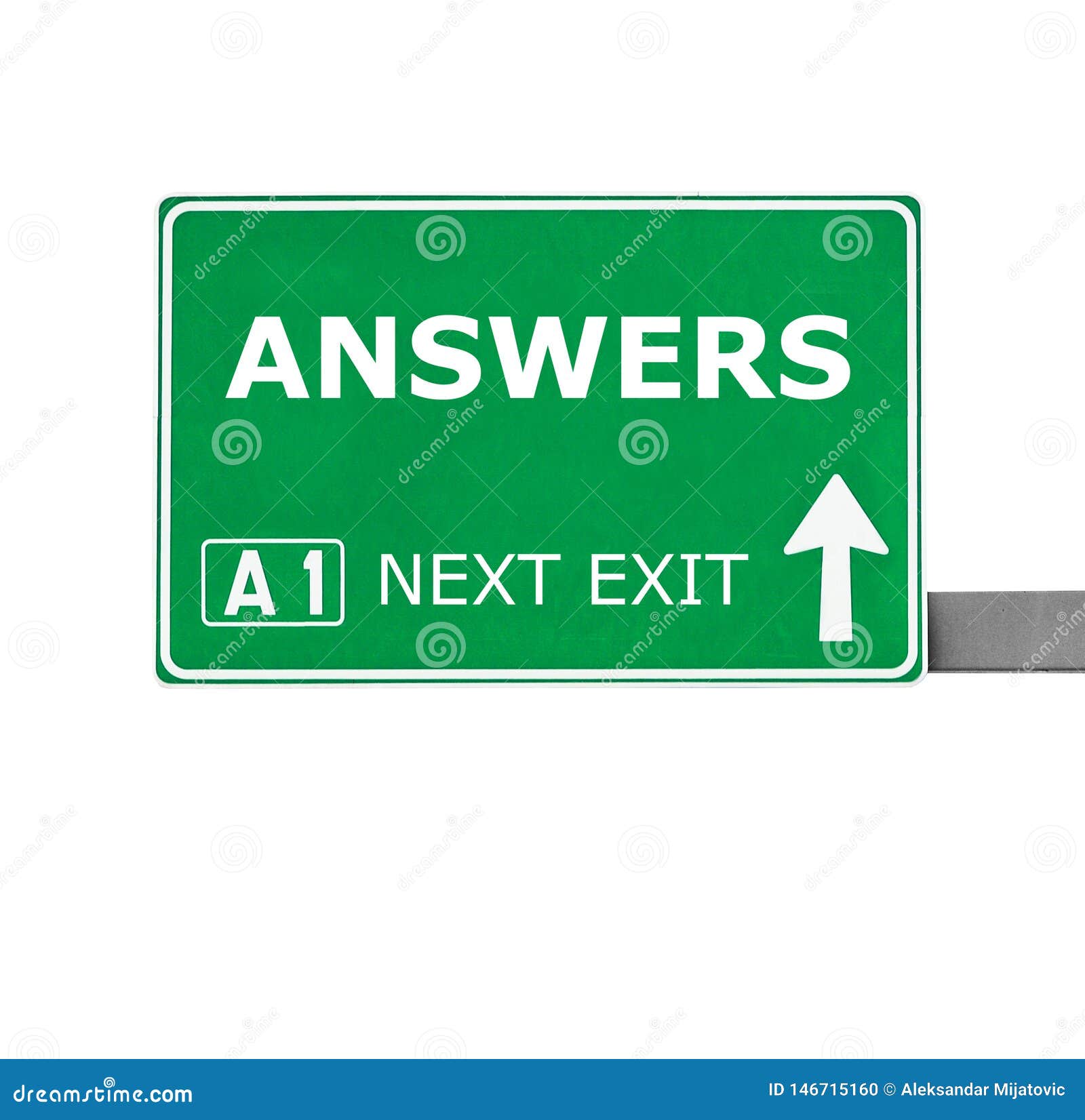 ANSWERS Road Sign Isolated on White Stock Photo - Image of improvement ...