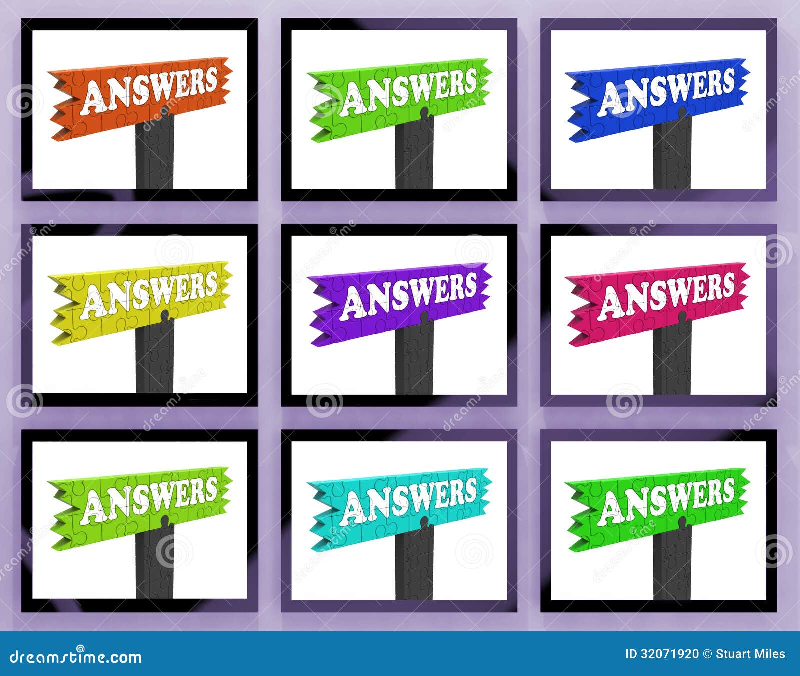 Answers Signs on Monitors Showing Assistance Stock Illustration ...