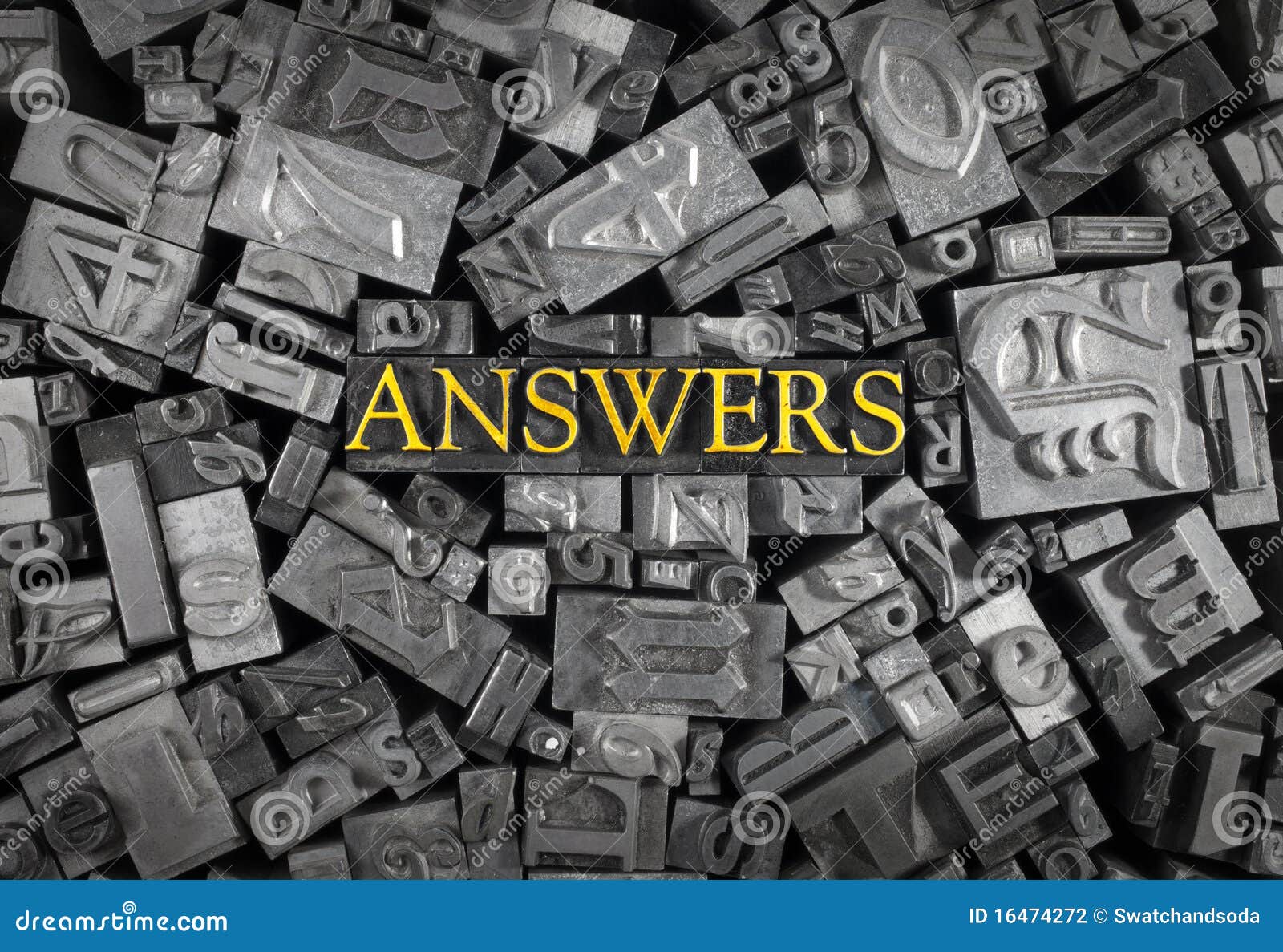 Answers Spelled Out in Metal Letters Stock Photo - Image of revival ...