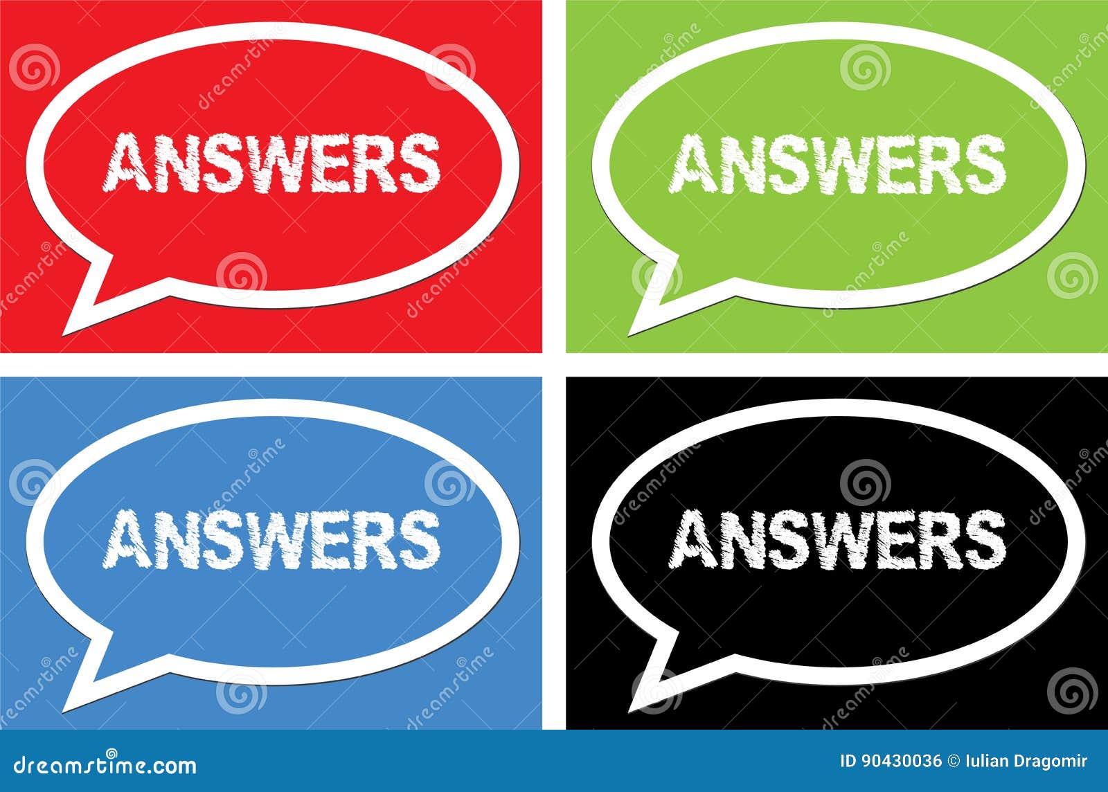 ANSWERS Text, on Ellipse Speech Bubble Sign. Stock Illustration ...