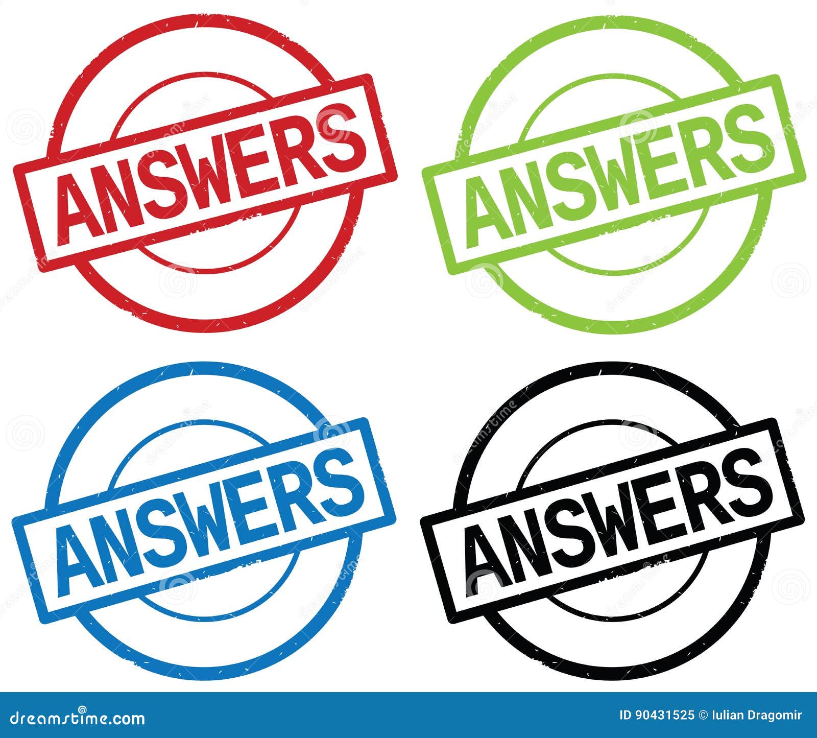 ANSWERS Text, on Round Simple Stamp Sign. Stock Illustration ...