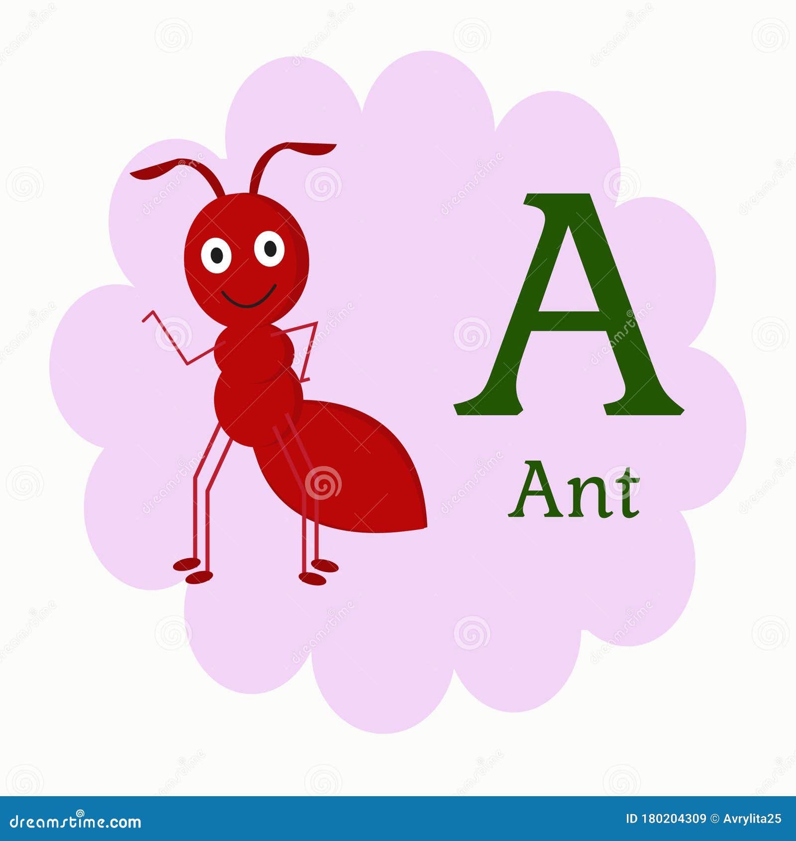Animal Cartoon Alphabet a Cute Ant Stock Vector - Illustration of ...