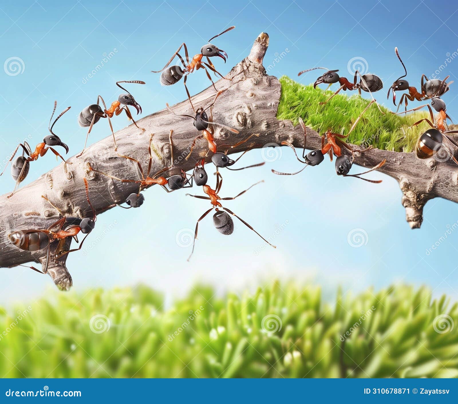 Ant Action Standing. Ant Bridge Unity Team, Concept Team Work Together ...