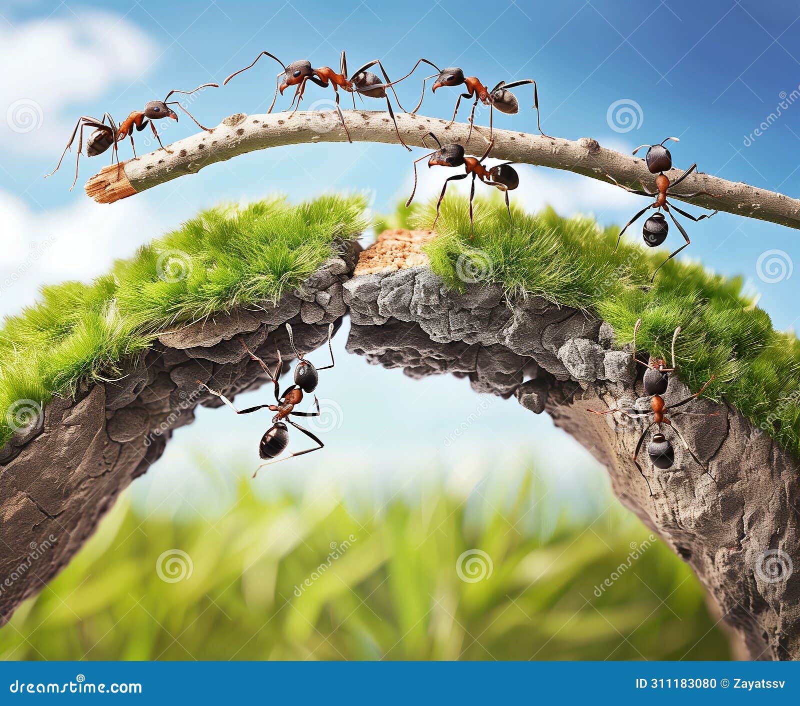 Ant Action Standing. Ant Bridge Unity Team, Concept Team Work Together ...