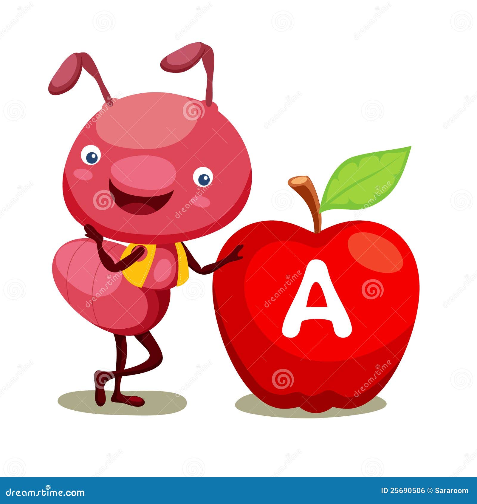 Ant and apple stock vector. Illustration of cheerful - 25690506