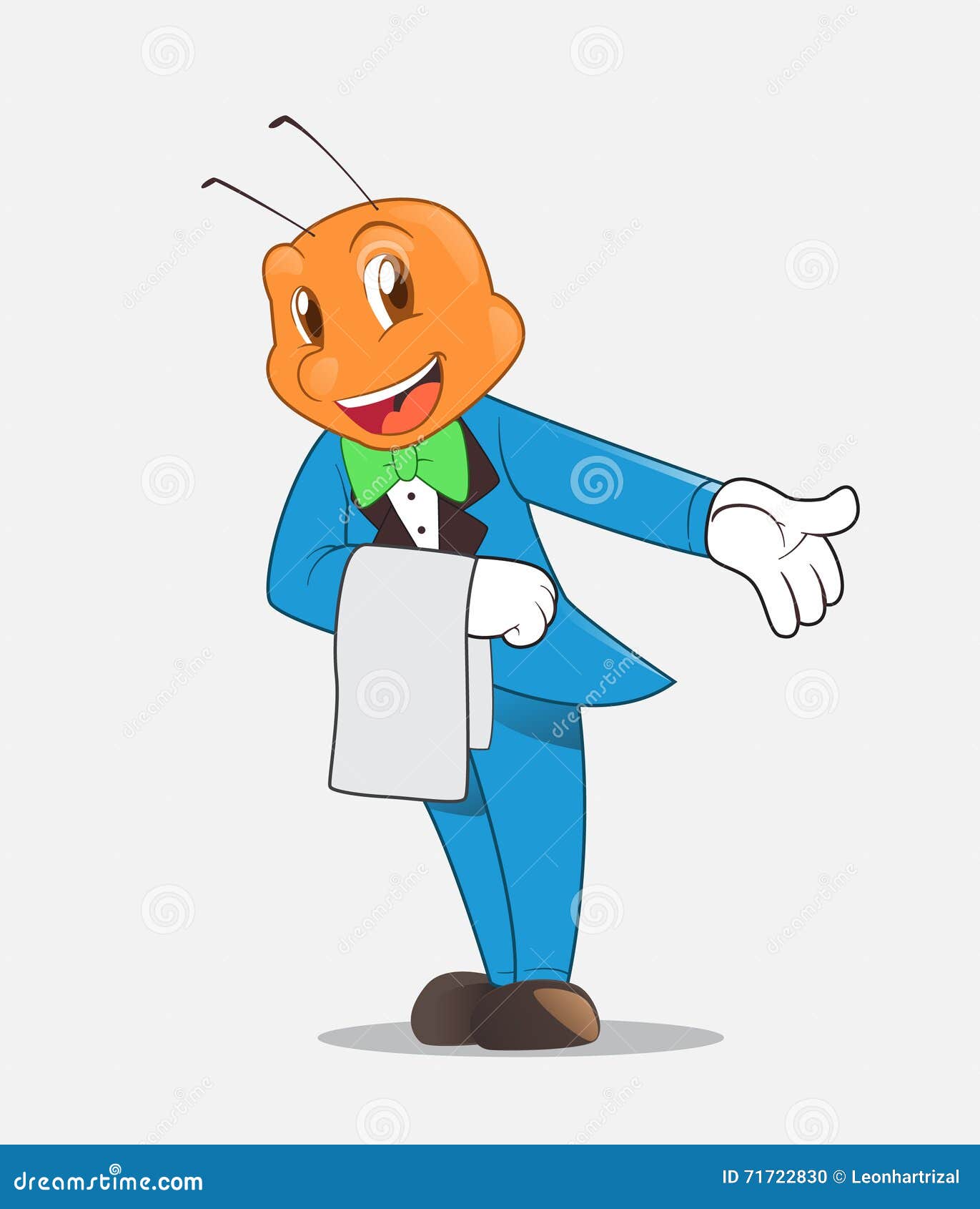 Happy Butler Holding A Platter Vector Character Illustration ...
