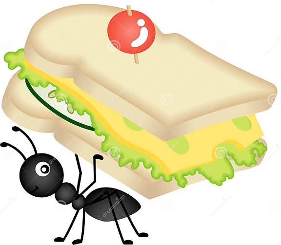 Ant Carrying Cheese Sandwich Stock Vector - Illustration of cartoon ...