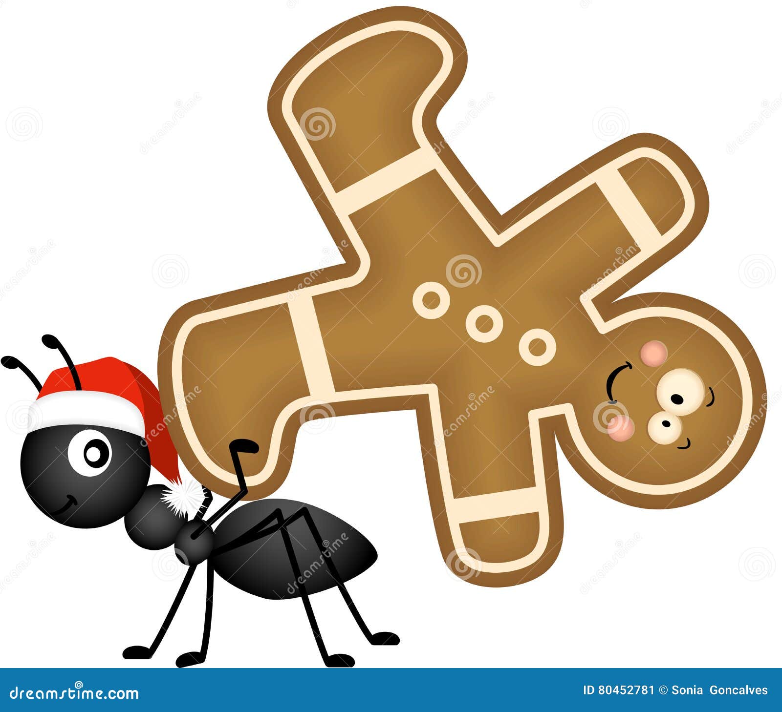 Ant Carrying a Christmas Man Cookie Stock Illustration - Illustration ...