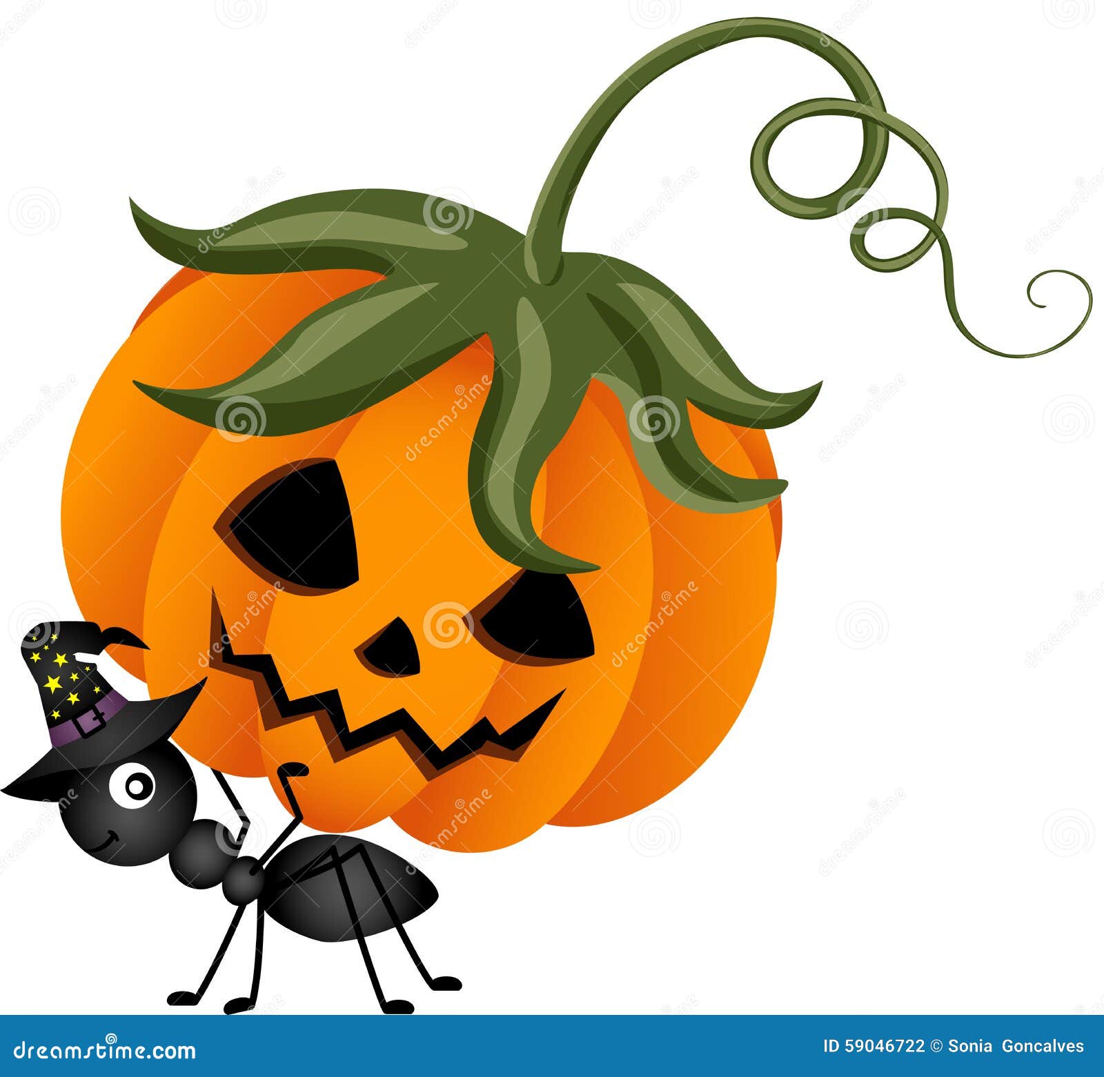 Ant Carrying a Halloween Pumpkin Stock Vector - Illustration of graphic ...
