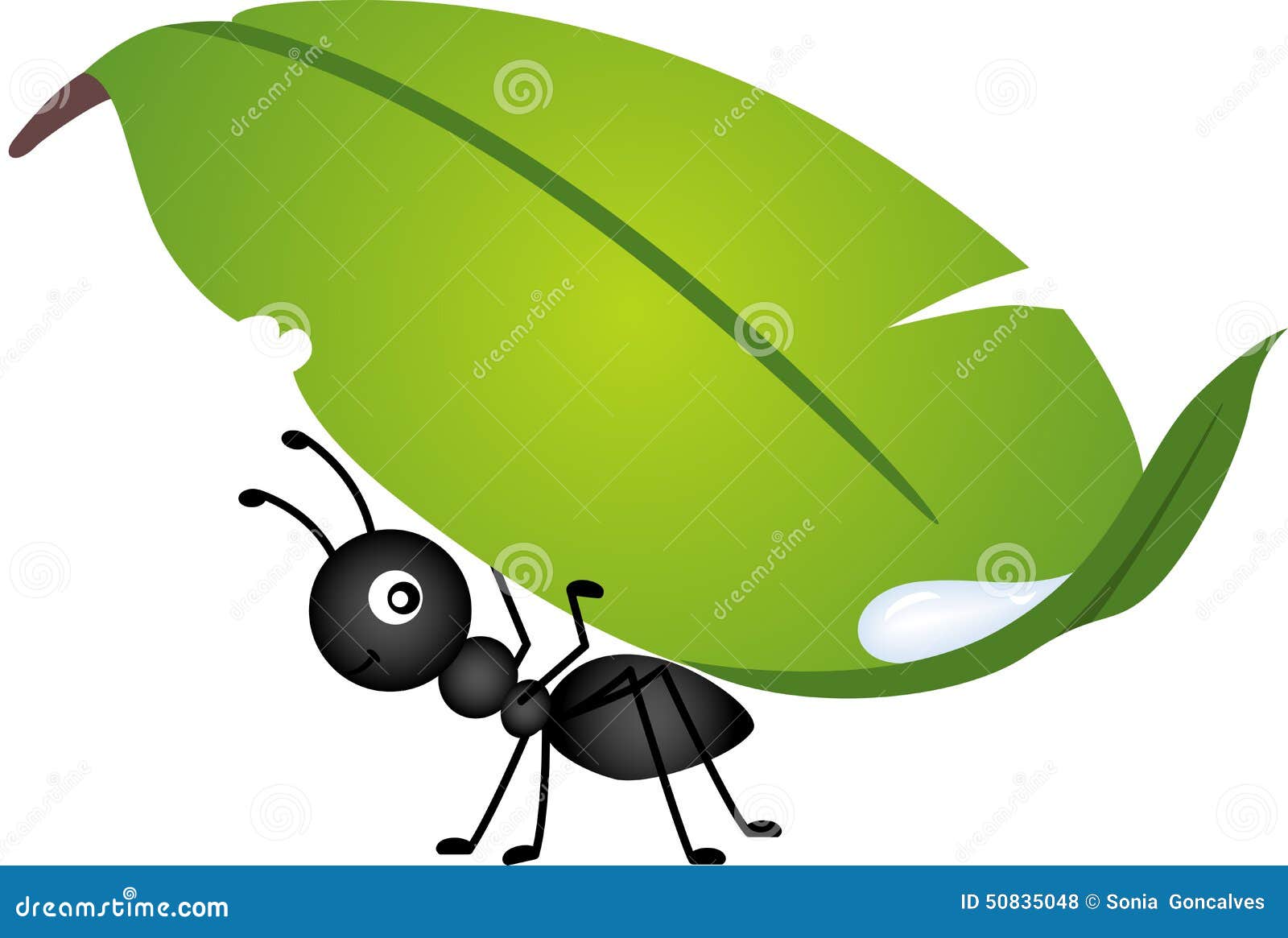 Ant carrying leaf stock vector. Illustration of clip - 50835048