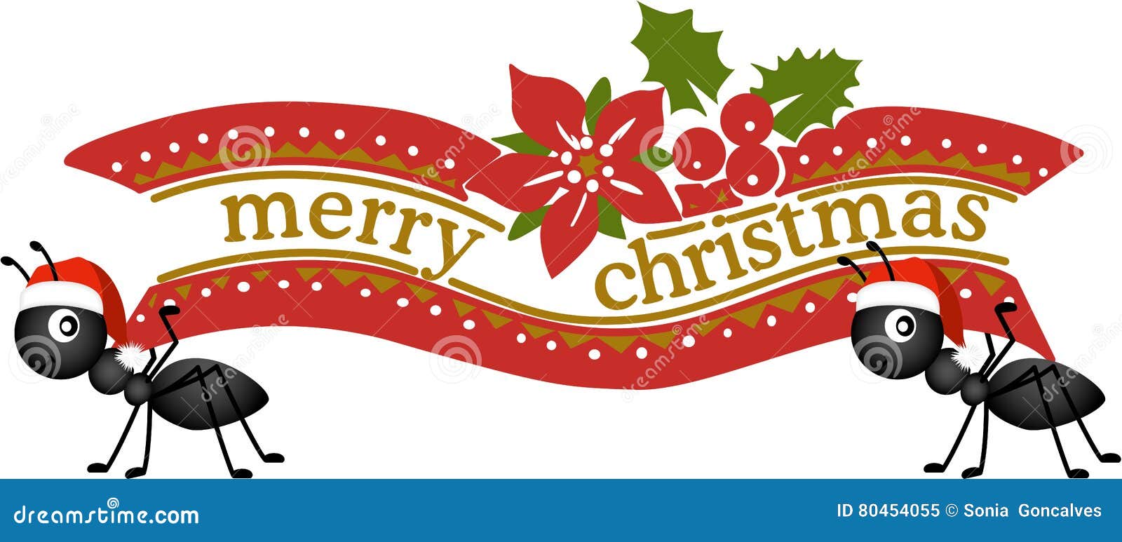 Ant Carrying a Merry Christmas Banner Stock Vector - Illustration of ...