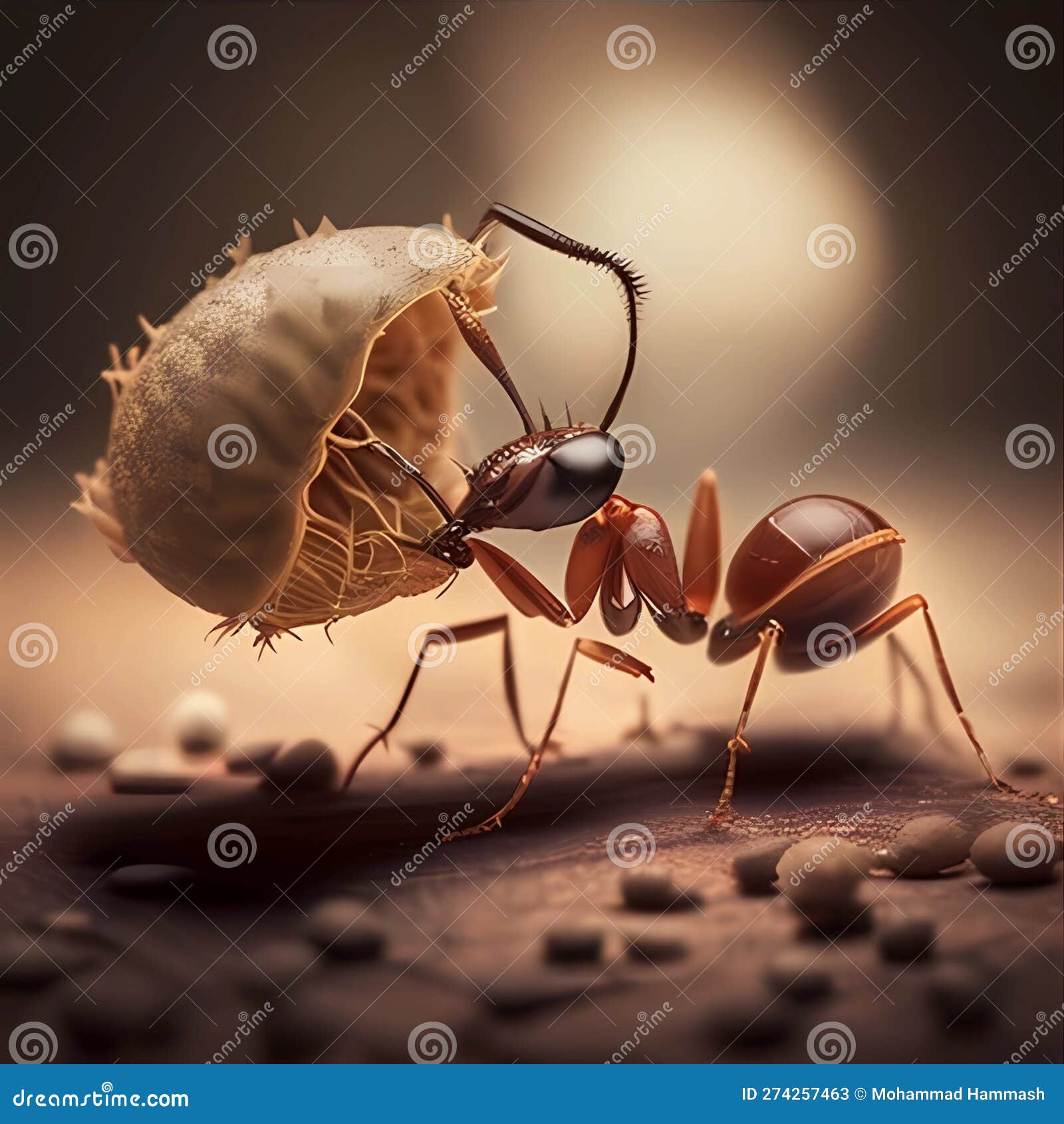 Ant Carrying Seed Pod, Made with Generative AI Stock Illustration ...