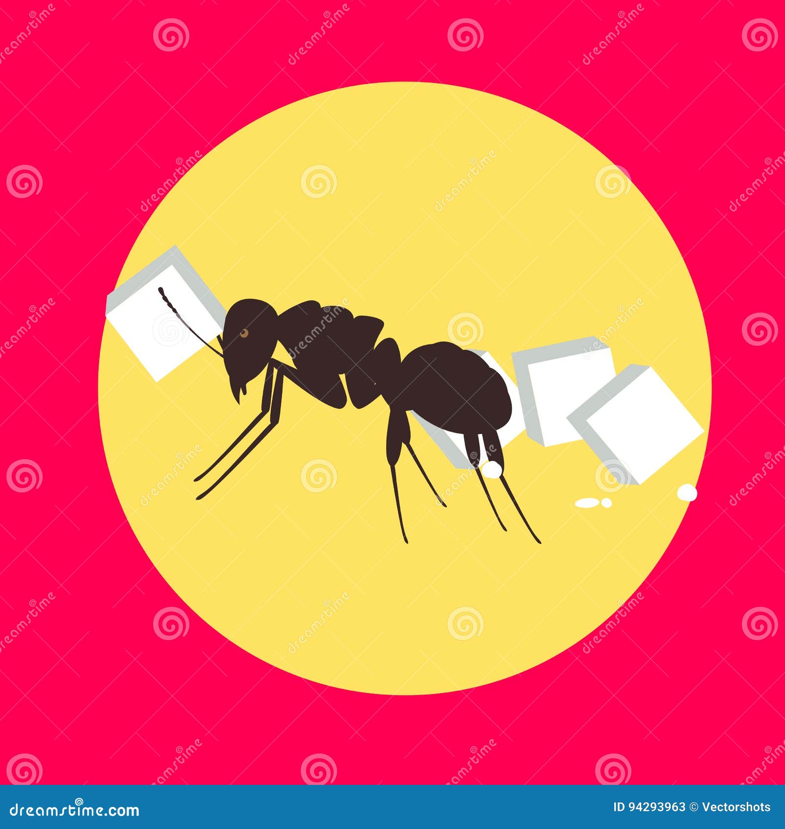Ant Carrying Sugar Cube Vector Illustration | CartoonDealer.com #35667946