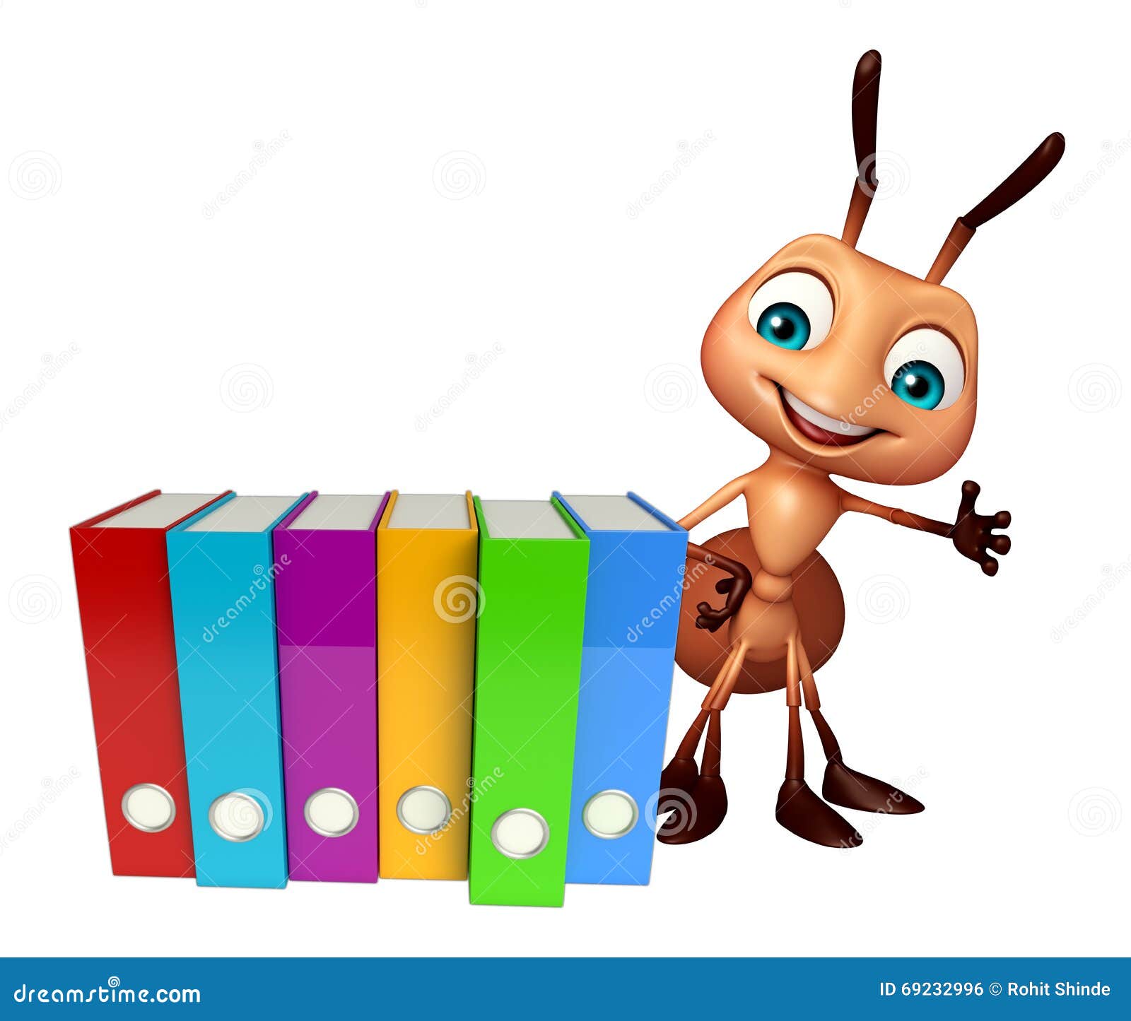 Ant Cartoon Character with Files Stock Illustration - Illustration of ...