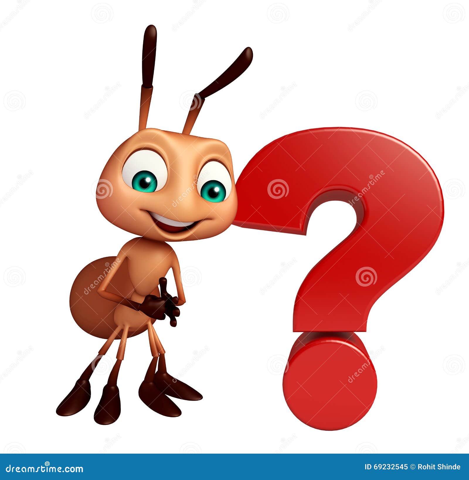 Ant Cartoon Character with Question Mark Sign Stock Illustration ...