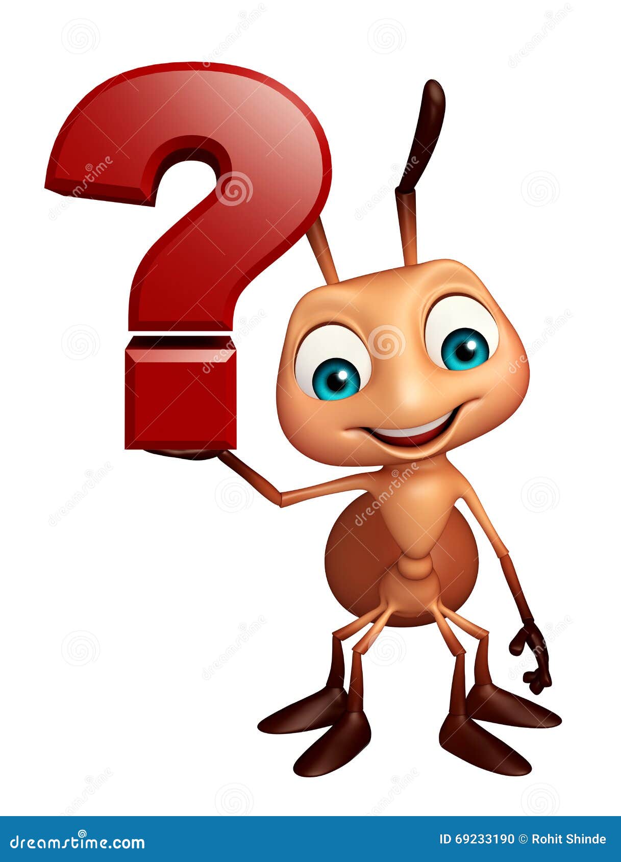 Ant Cartoon Character with Question Mark Sign Stock Illustration ...