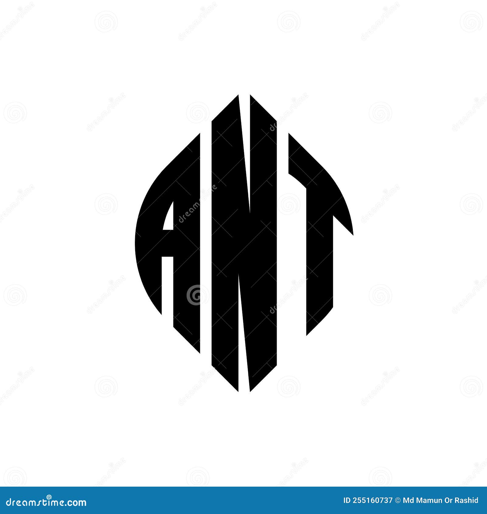 ANT Circle Letter Logo Design with Circle and Ellipse Shape. ANT ...