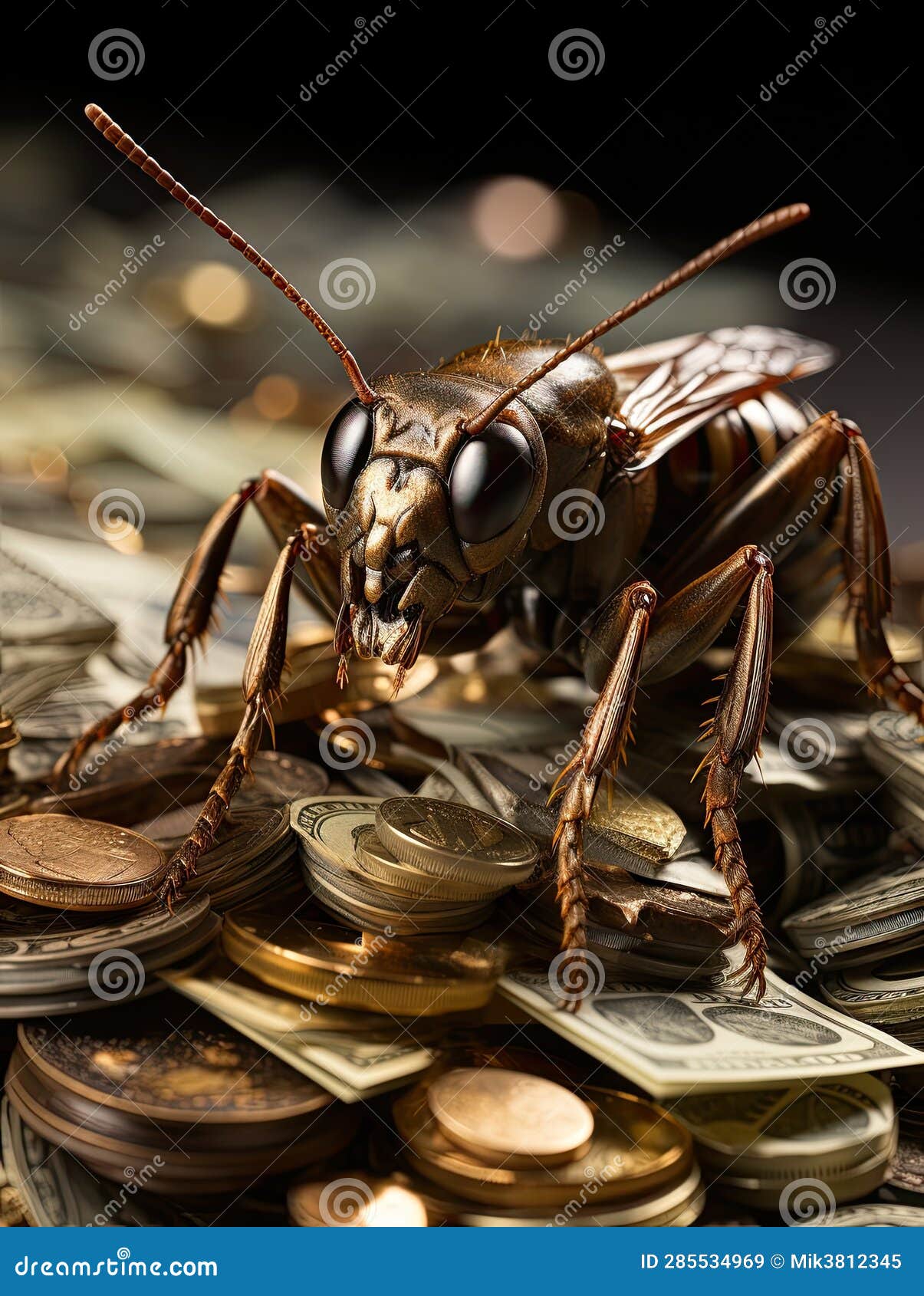 Ant with Coins. Savings Concept Stock Illustration - Illustration of ...