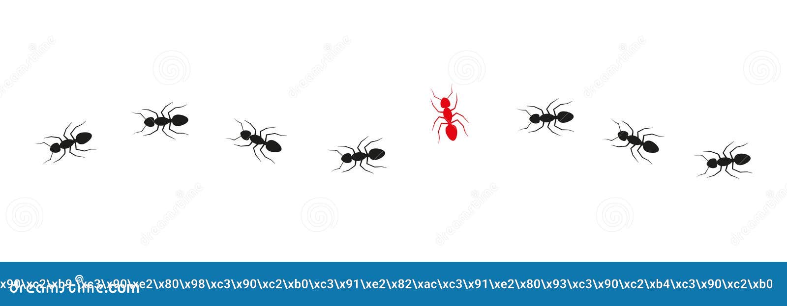 Ant Colony Trail. One Ant Changing Direction Stock Illustration ...