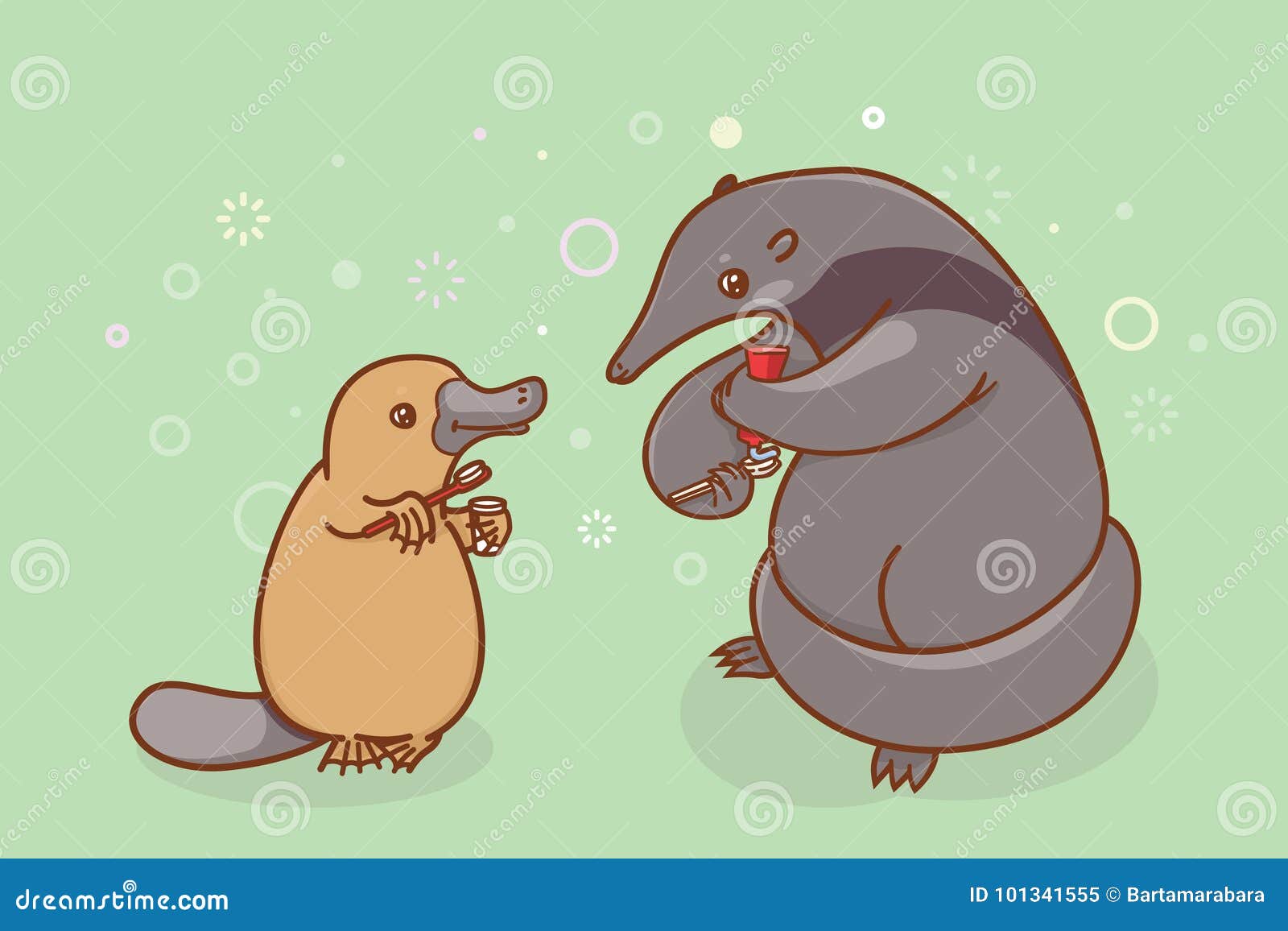 The Ant-eater And The Platypus Are Brushing Their Teeth And... Beak ...