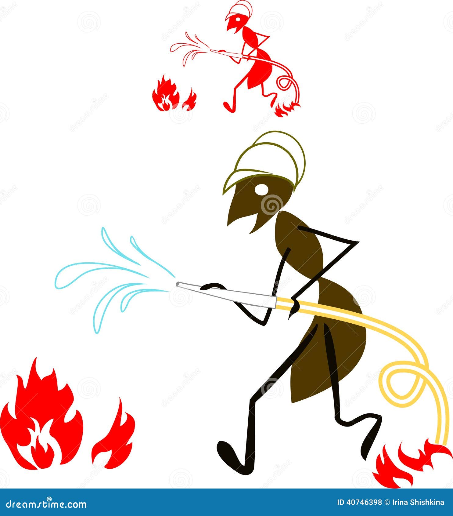 Ant fireman stock vector. Illustration of worker, hose - 40746398