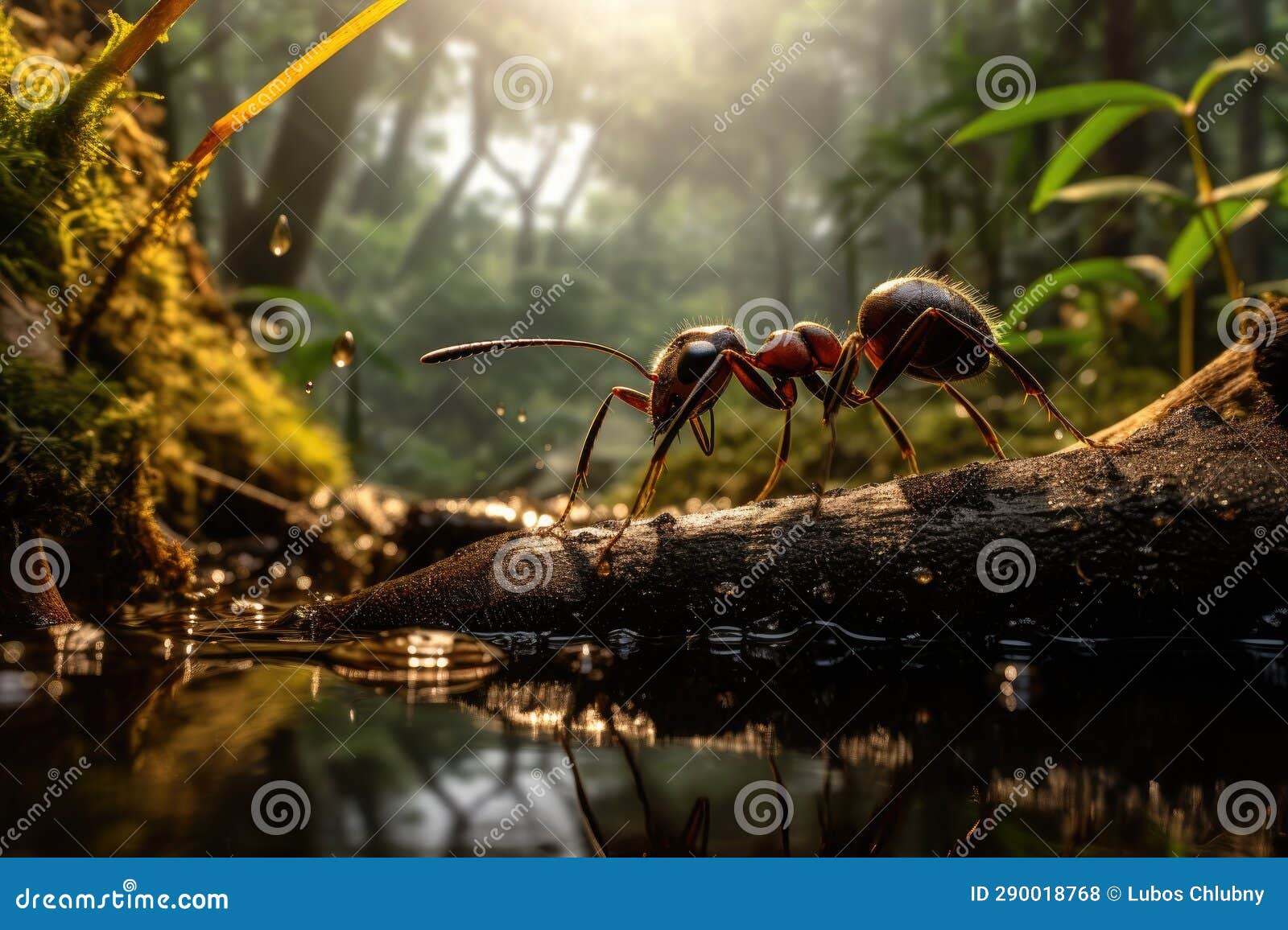 Ant in the Forest by the Water Stock Illustration - Illustration of ...