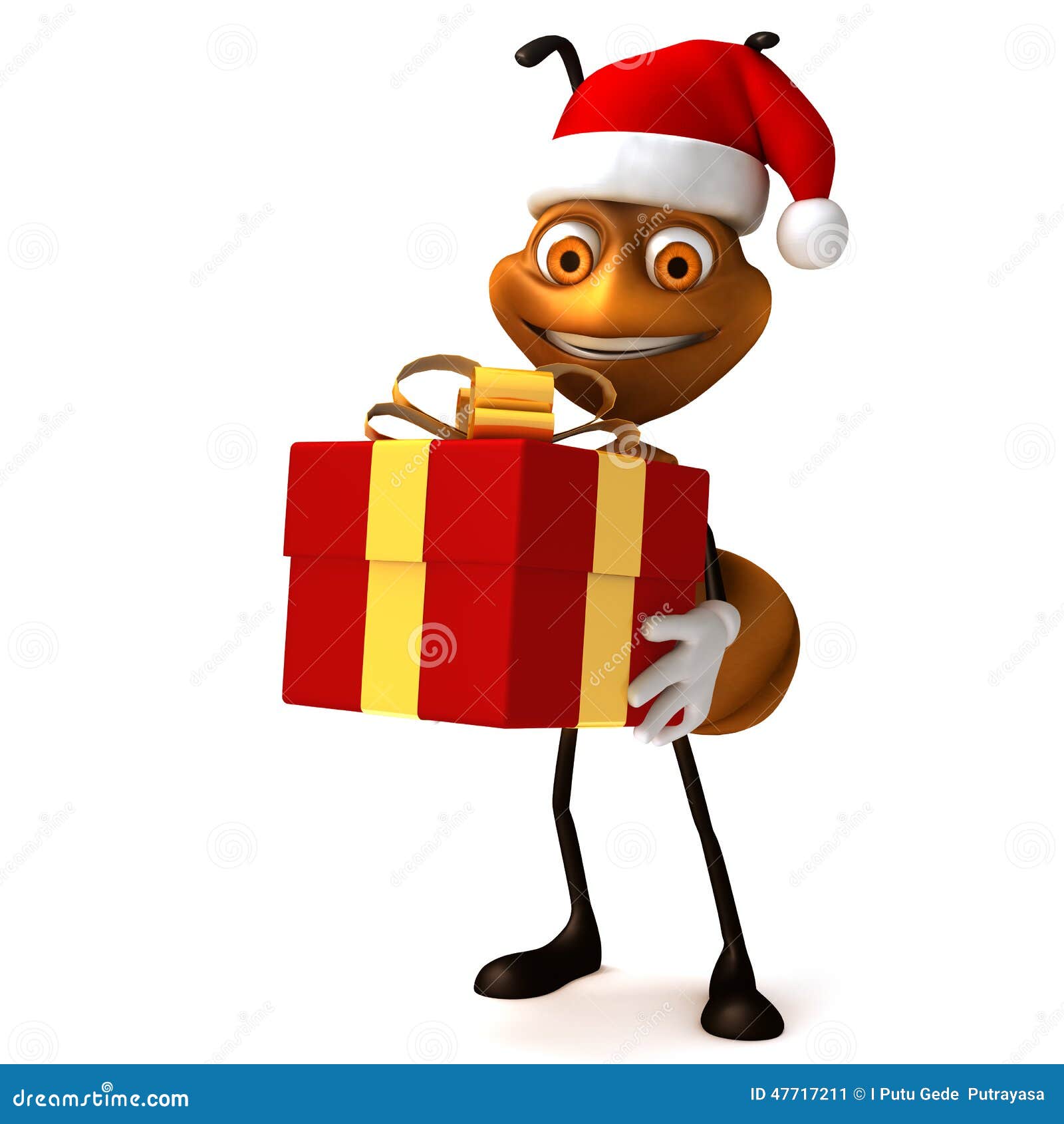 Ant with gift Xmas stock illustration. Illustration of comic - 47717211