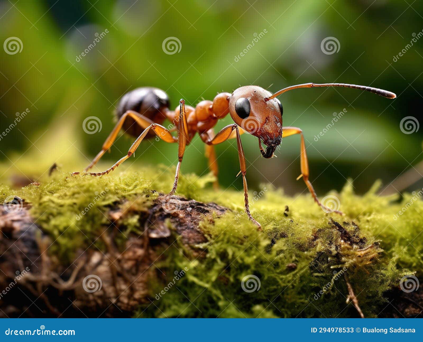 Ant on grass stock illustration. Illustration of green - 294978533