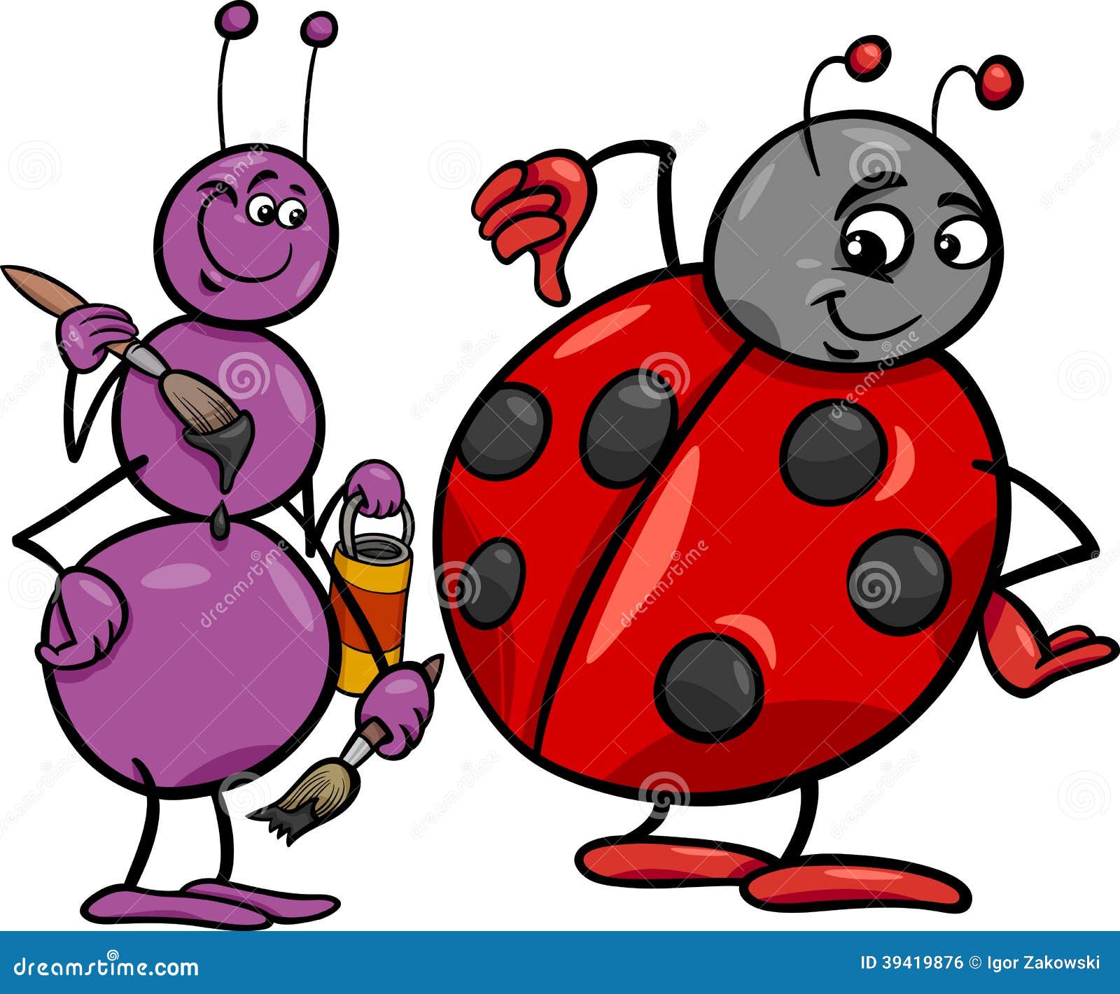Ant and Ladybug Cartoon Illustration Stock Vector - Illustration of ...