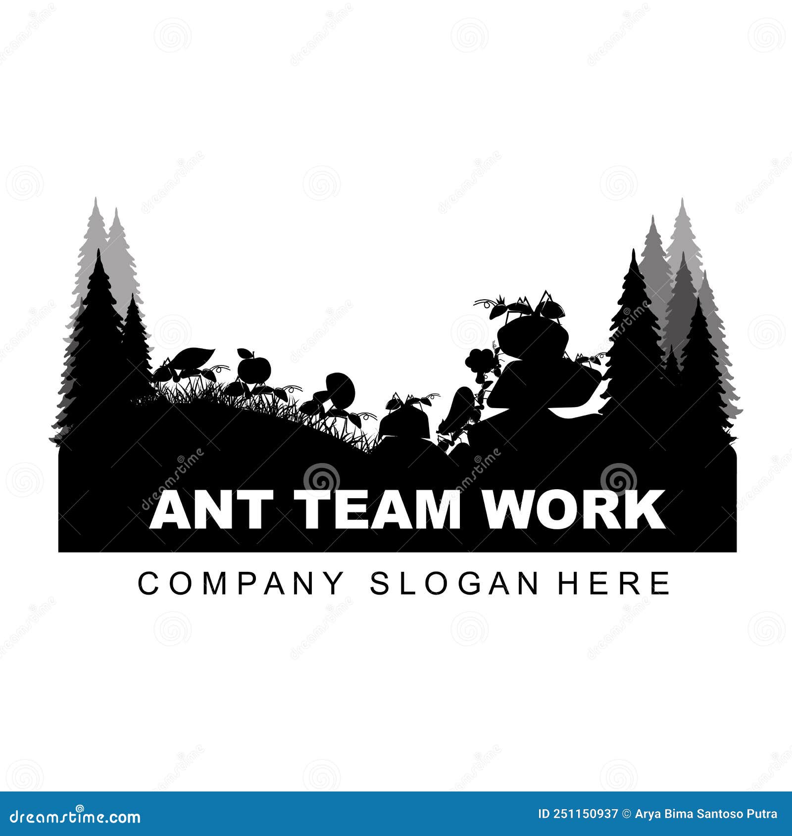 Ant Logo Design, Team and Compact Working Animals Vector Illustration ...